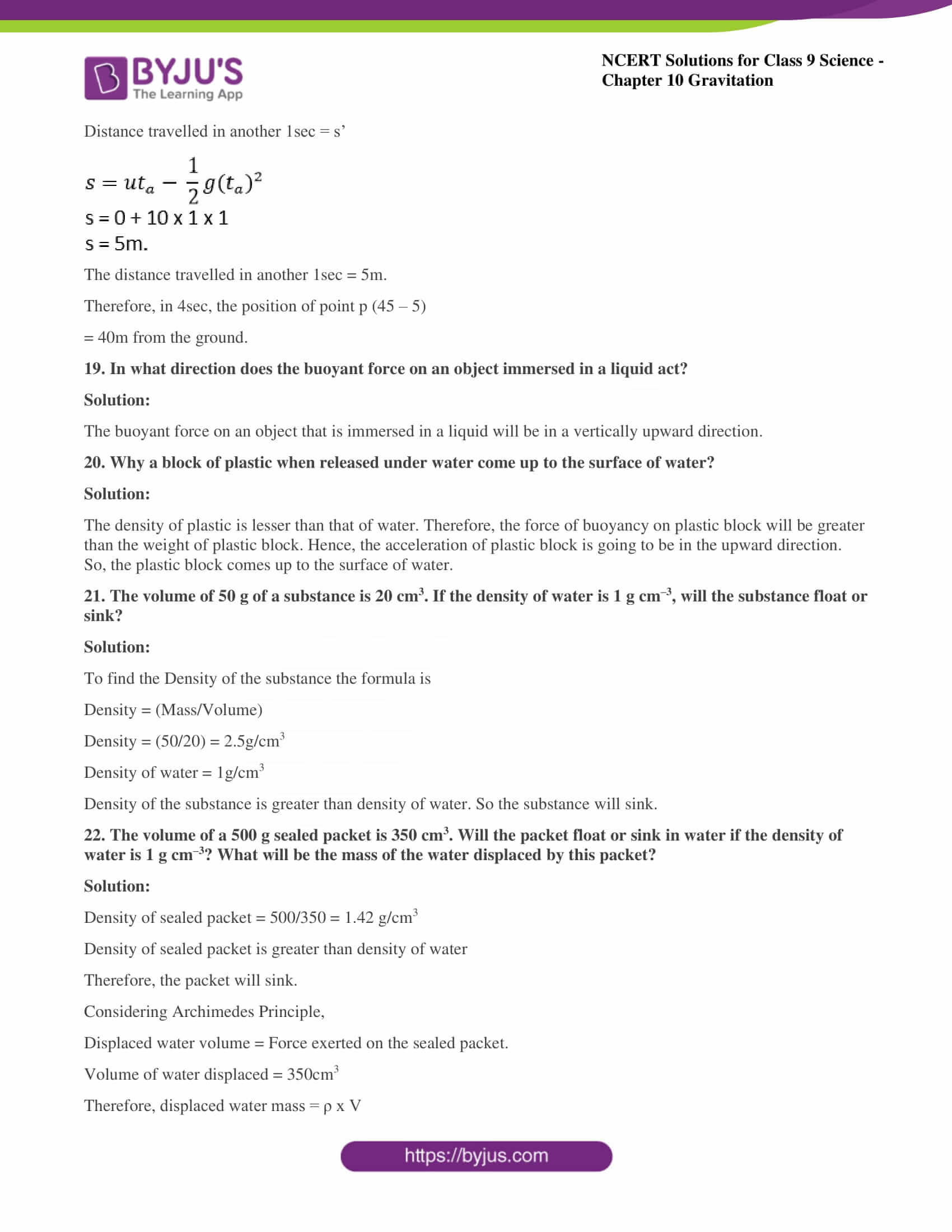 NCERT Solutions Class 9 Science Chapter 10 Gravitation - Download Free PDFs