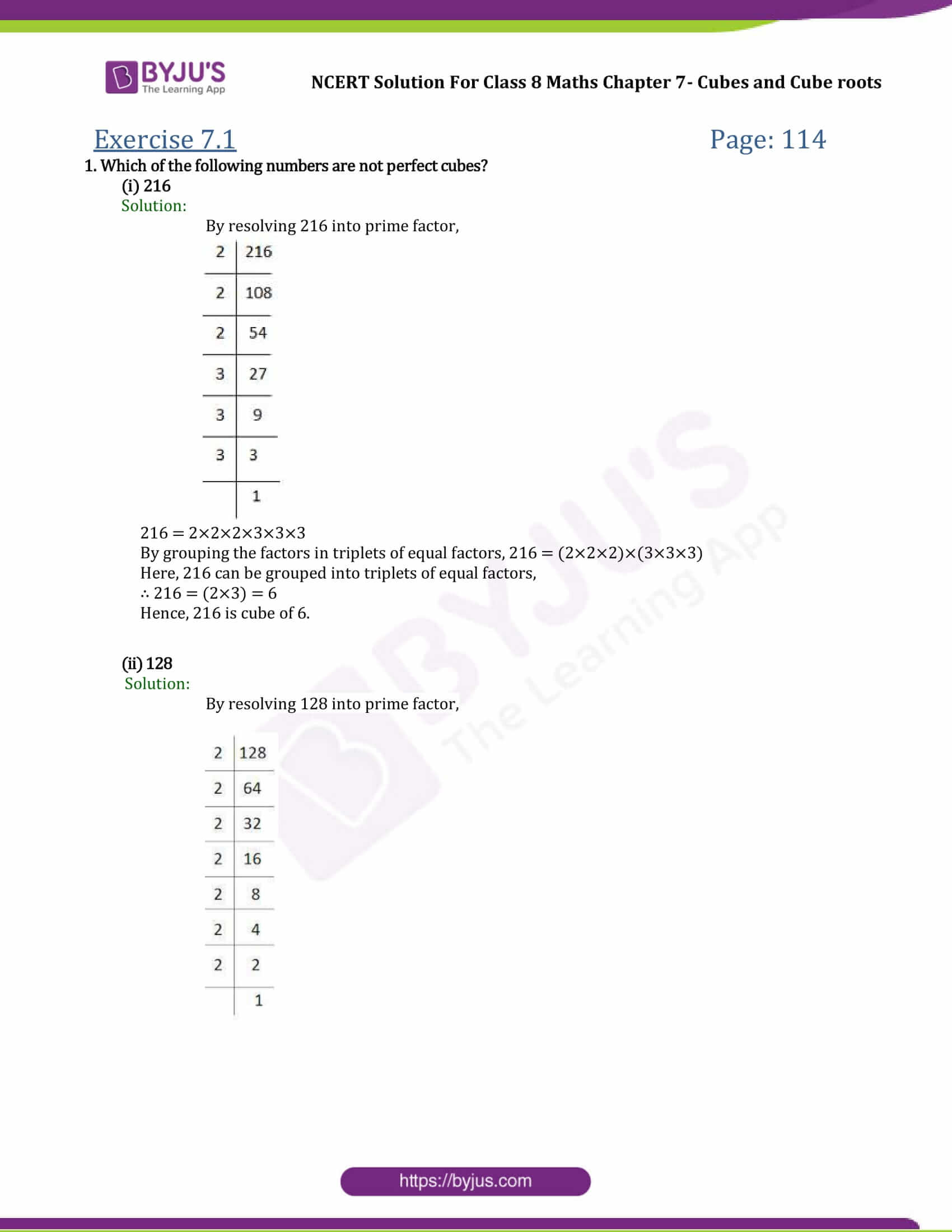 NCERT Solutions Class 8 Maths Chapter 7 Cube And Cube Roots