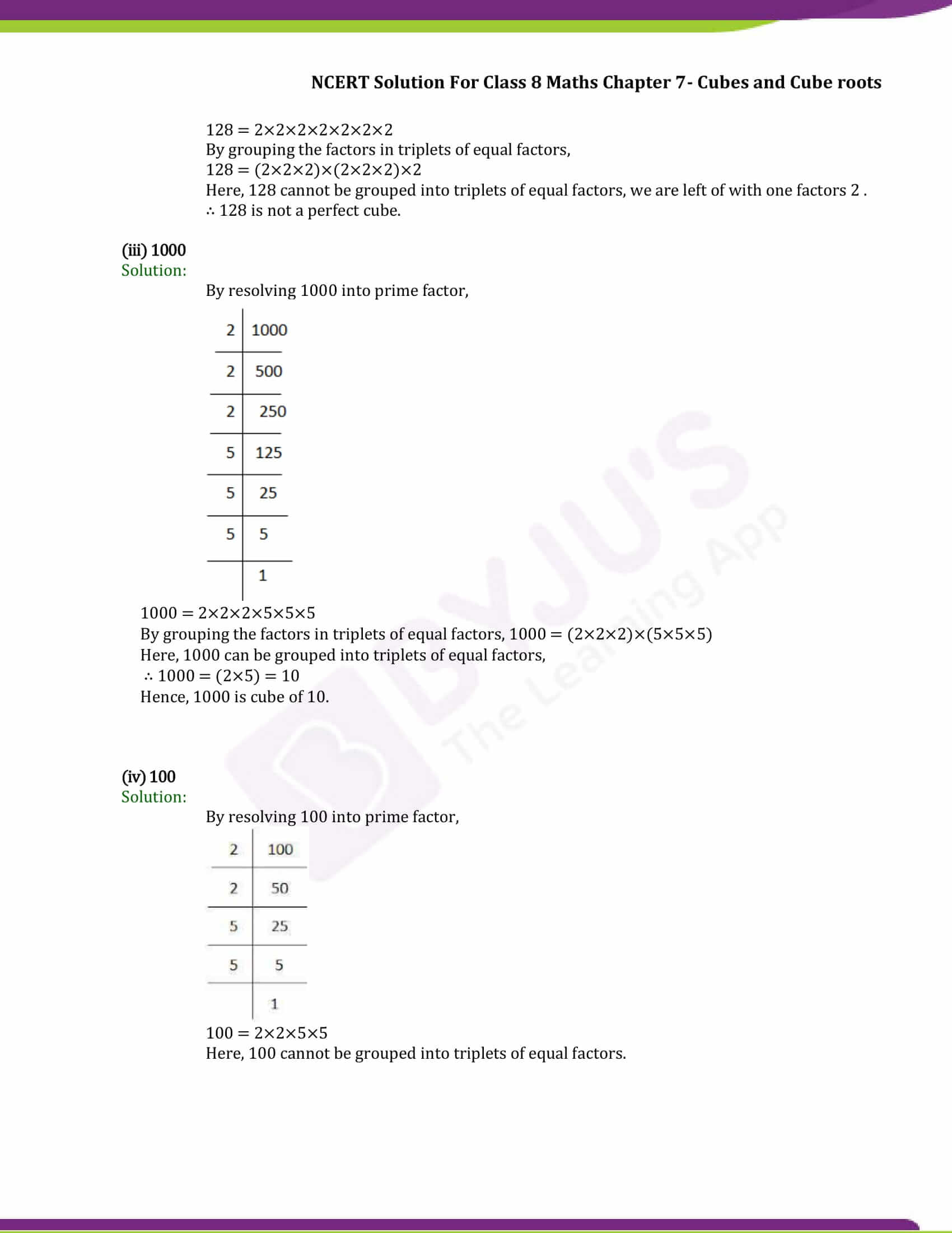 NCERT Solutions for Class 8 Maths Exercise 7.1 Chapter 7- cube and cube ...