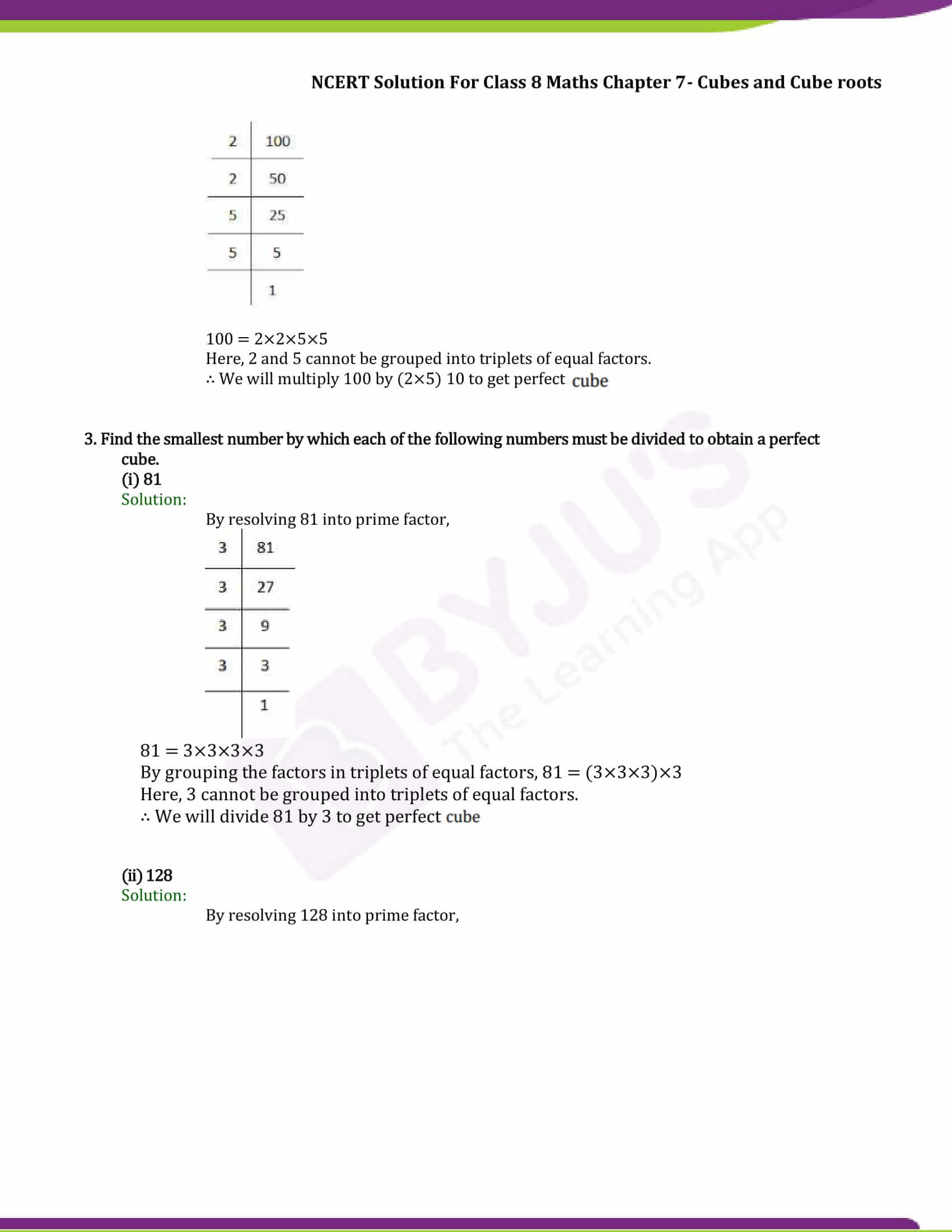 NCERT Solutions for Class 8 Maths Exercise 7.1 Chapter 7- cube and cube roots