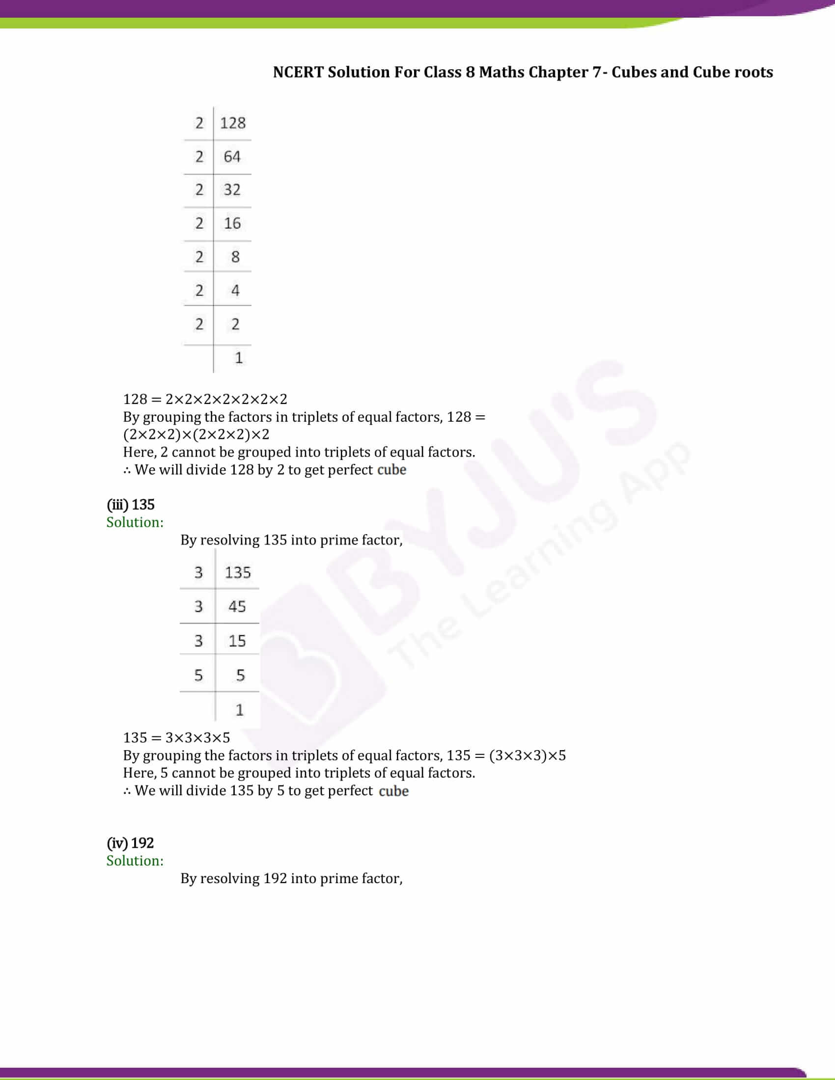 NCERT Solutions for Class 8 Maths Exercise 7.1 Chapter 7- cube and cube ...