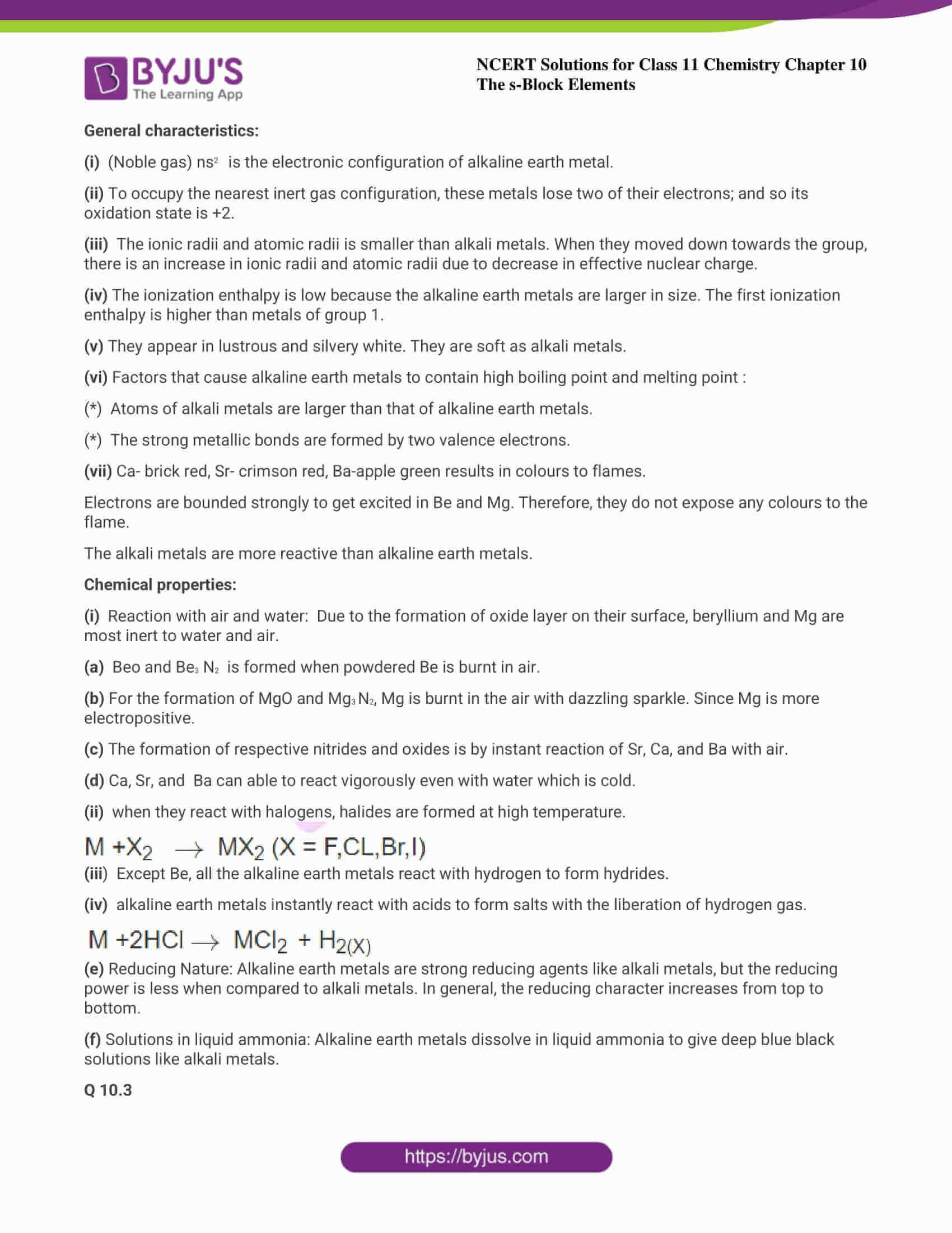 NCERT Solutions Class 11 Chemistry Chapter 10 The S Block Elements
