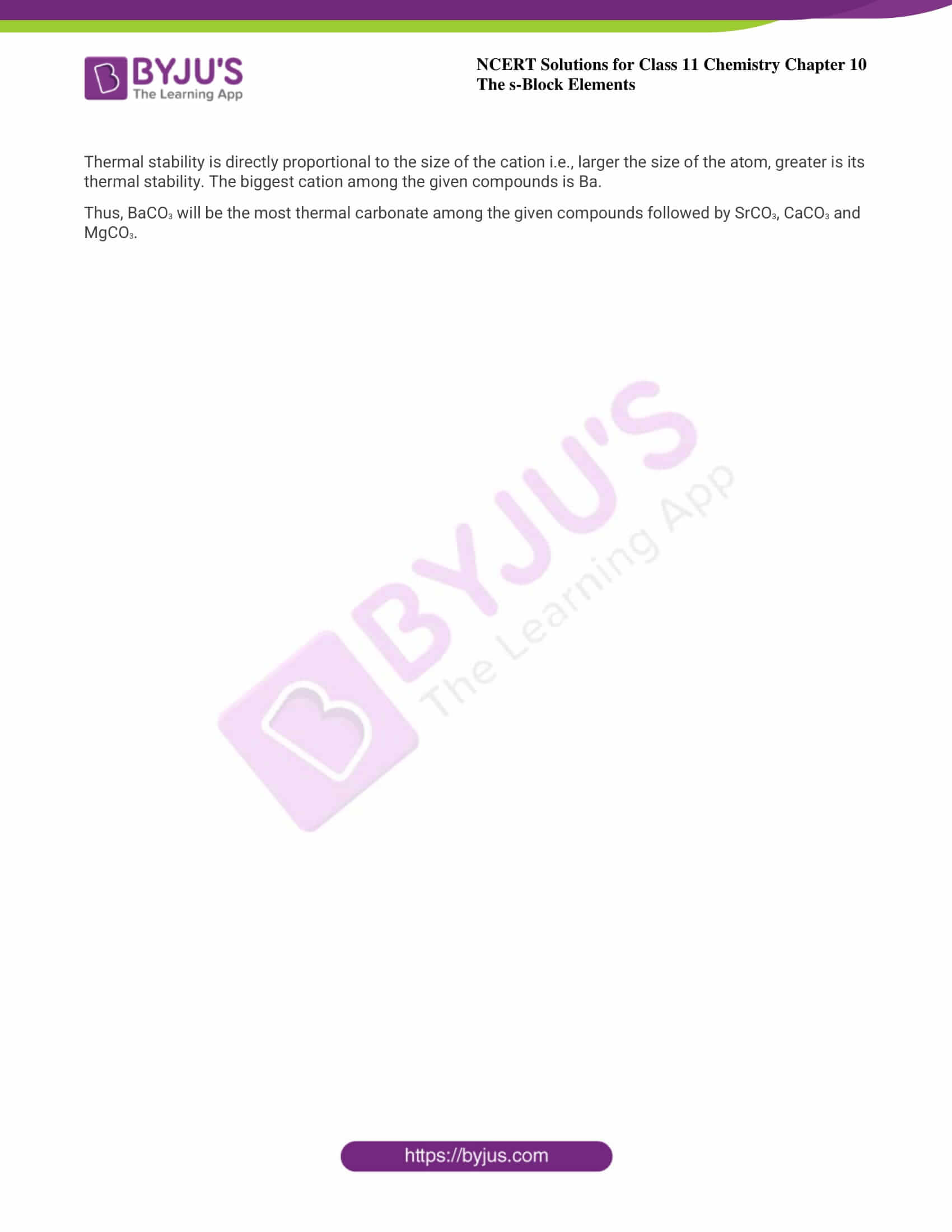 NCERT Solutions Class 11 Chemistry Chapter 10 The S Block Elements