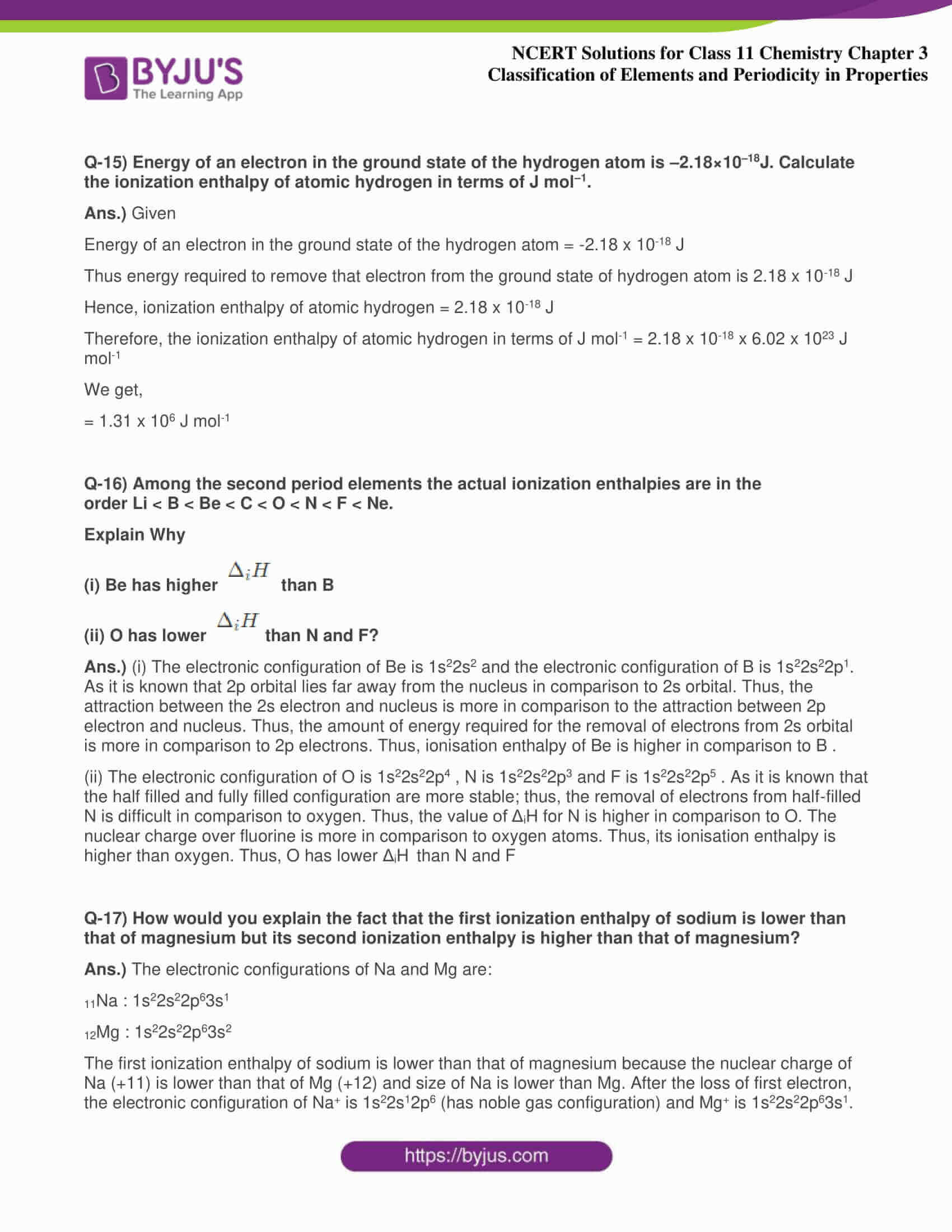NCERT Solutions for Class 11 Chemistry Chapter 3 Classification of ...