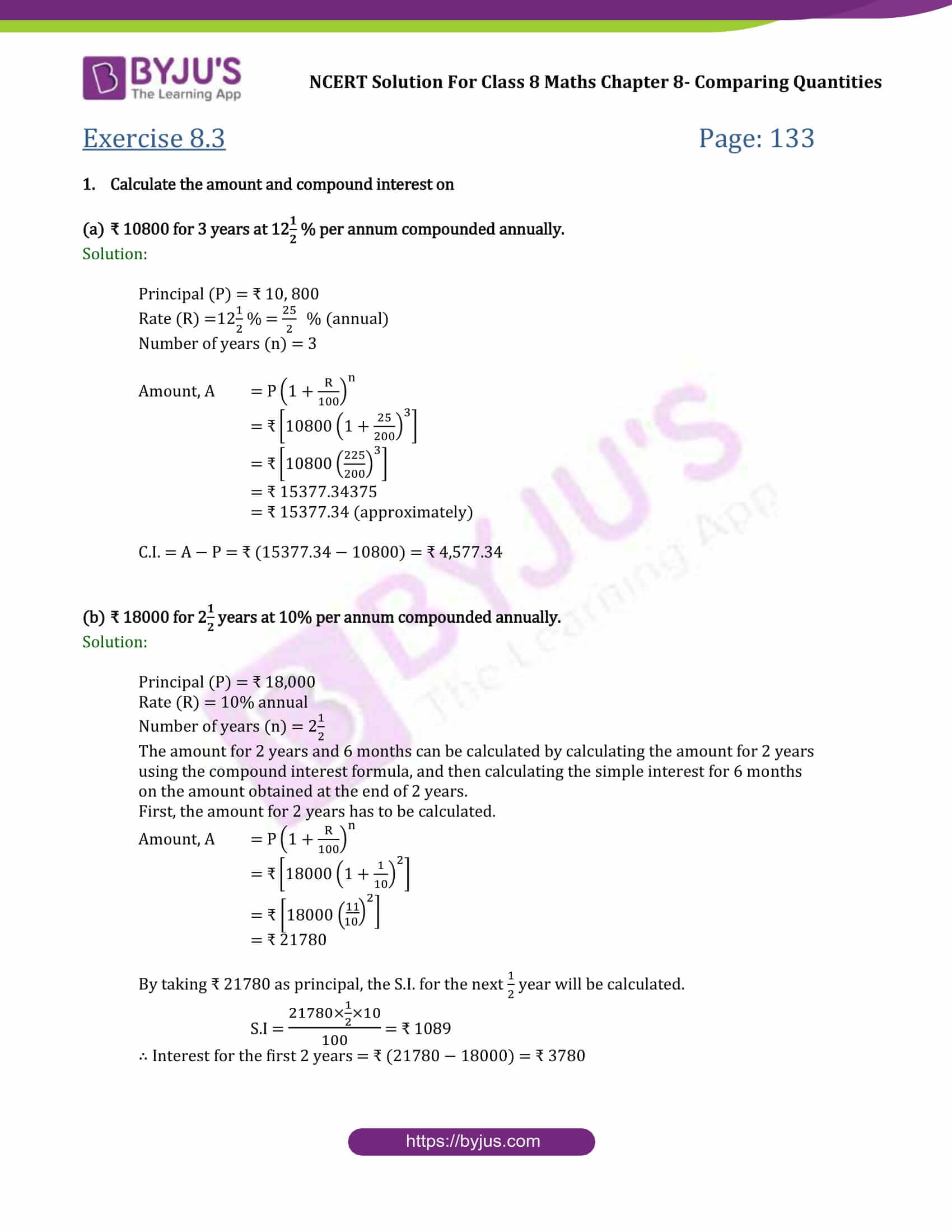 NCERT Solutions for Class 8 Maths Chapter 8 Comparing Quantities