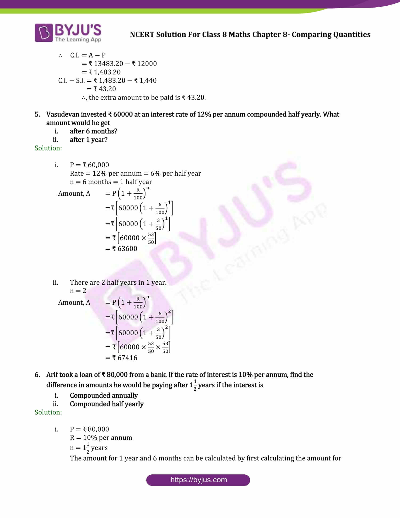 NCERT Solutions for Class 8 Maths Chapter 8 Comparing Quantities
