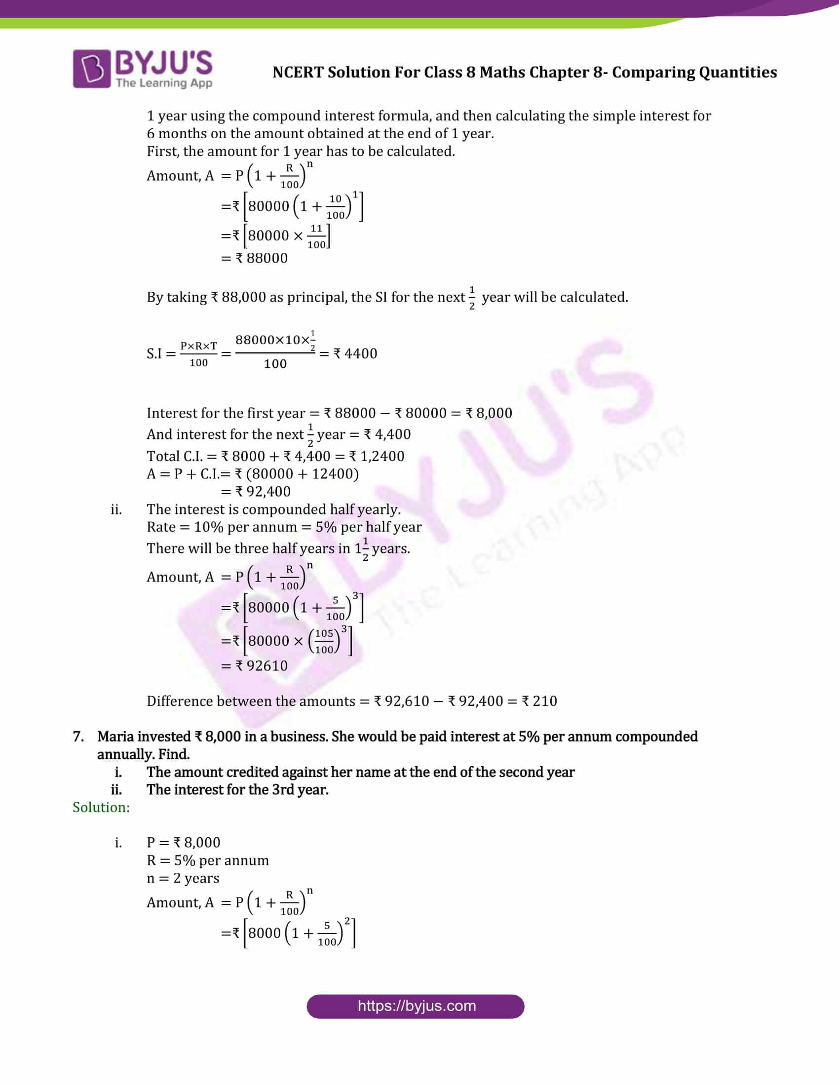 NCERT Solutions for Class 8 Maths Chapter 8 Comparing Quantities