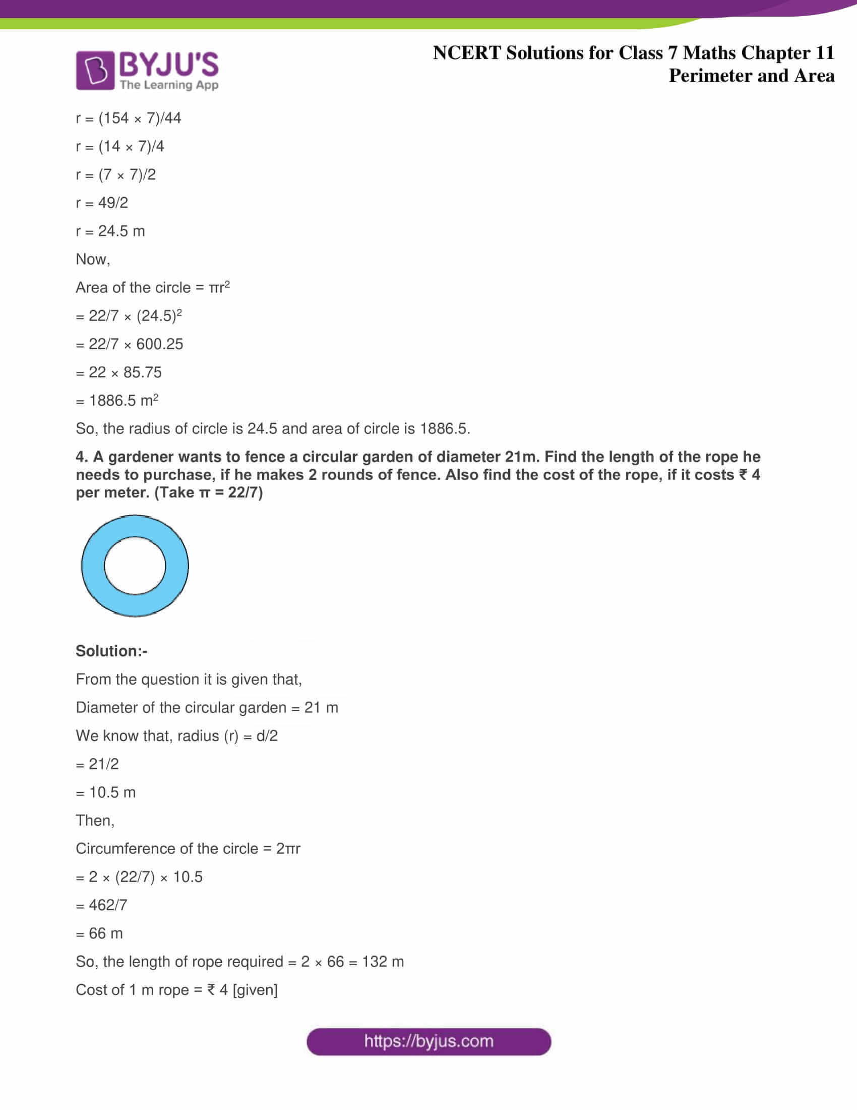 NCERT Solutions for Class 7 Maths Exercise 11.3 Chapter 11 Perimeter ...
