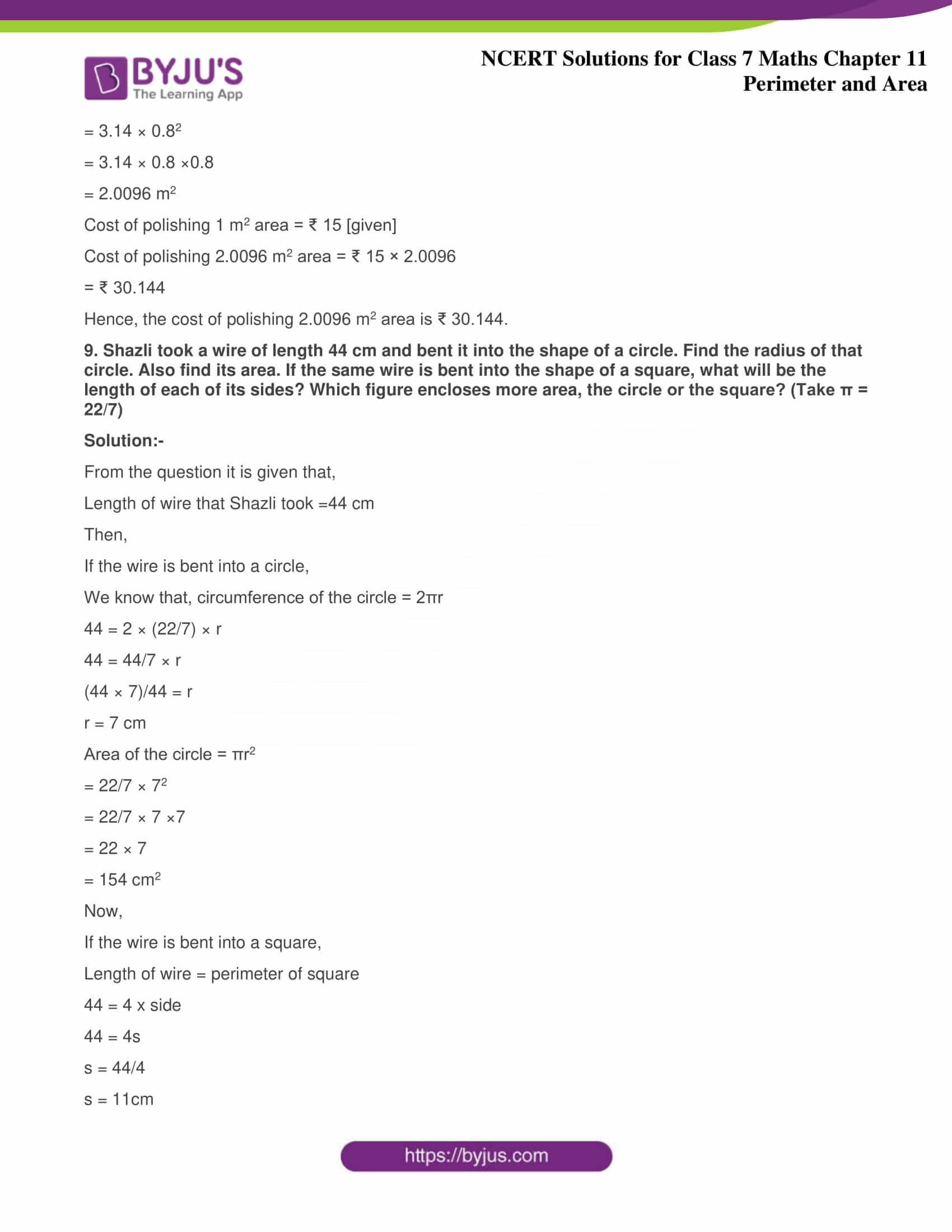 NCERT Solutions for Class 7 Maths Exercise 11.3 Chapter 11 Perimeter ...