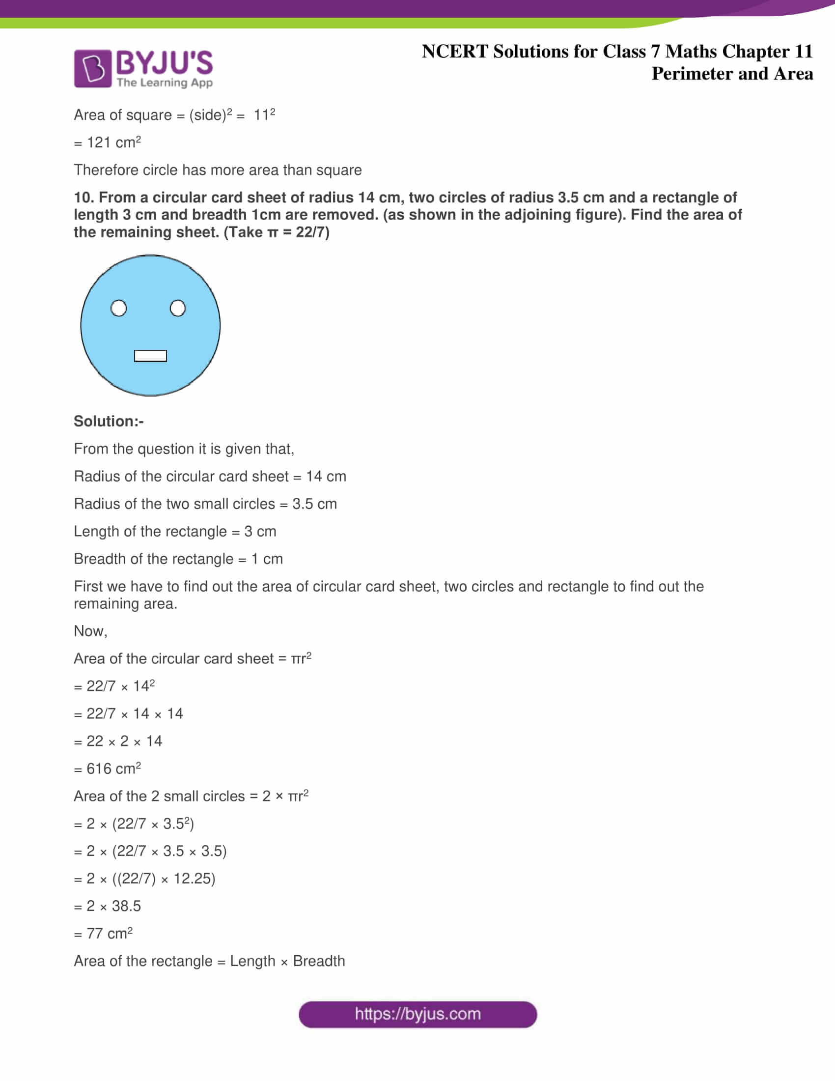 NCERT Solutions for Class 7 Maths Exercise 11.3 Chapter 11 Perimeter ...