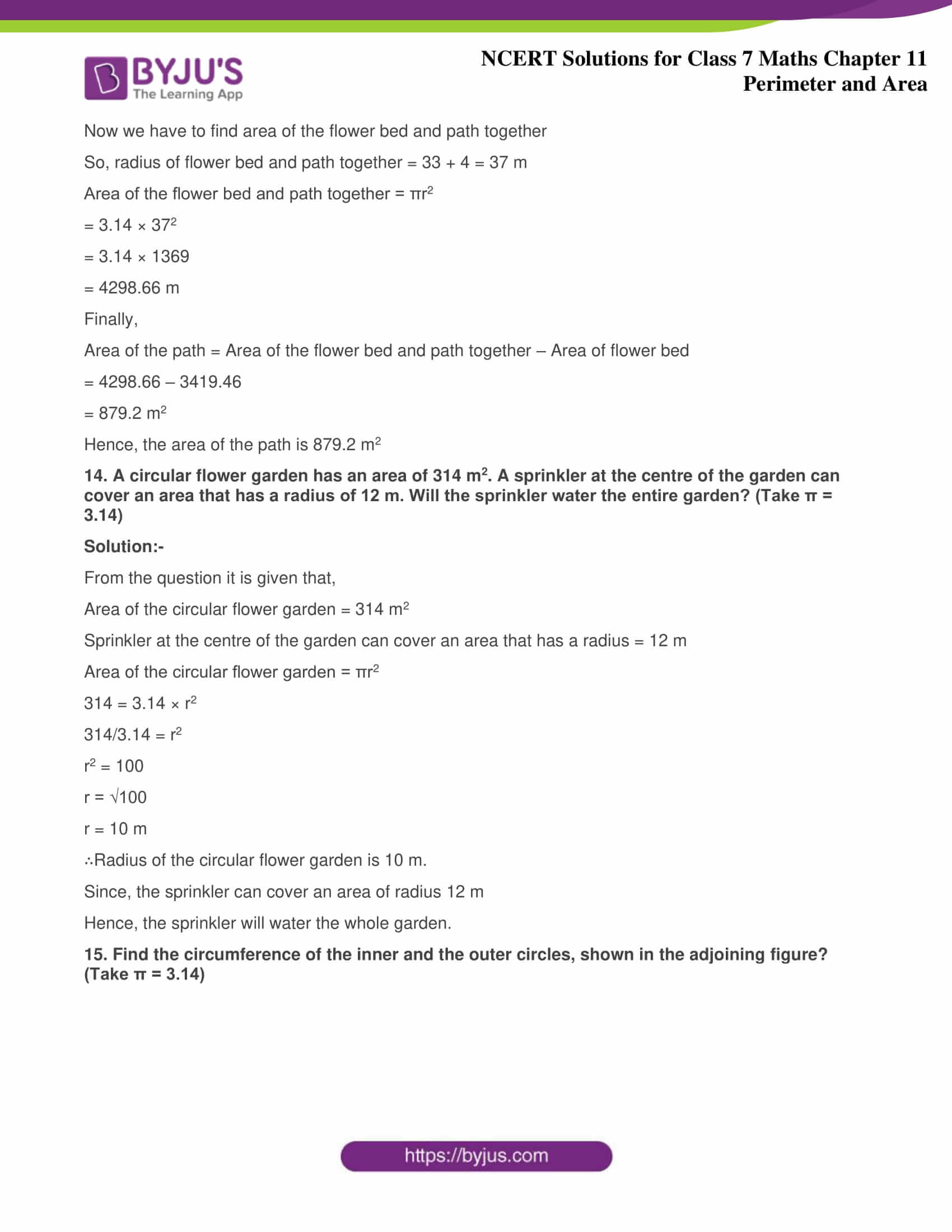 NCERT Solutions for Class 7 Maths Exercise 11.3 Chapter 11 Perimeter ...