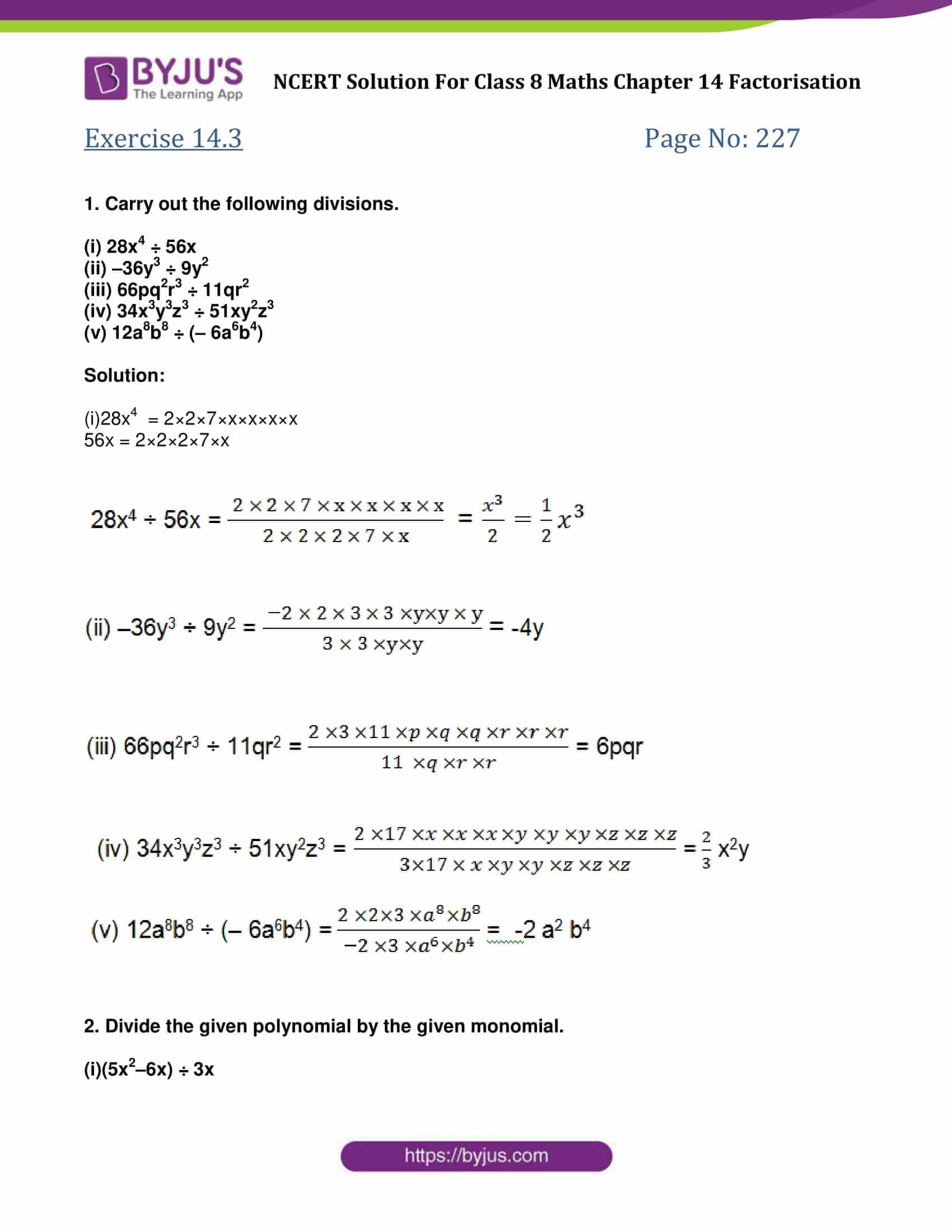 NCERT Solutions Class 8 Maths Chapter 14 Factorisation - Click Here To ... NCERT Solutions Class 8 Maths Chapter 14 Factorisation - Click Here To ...