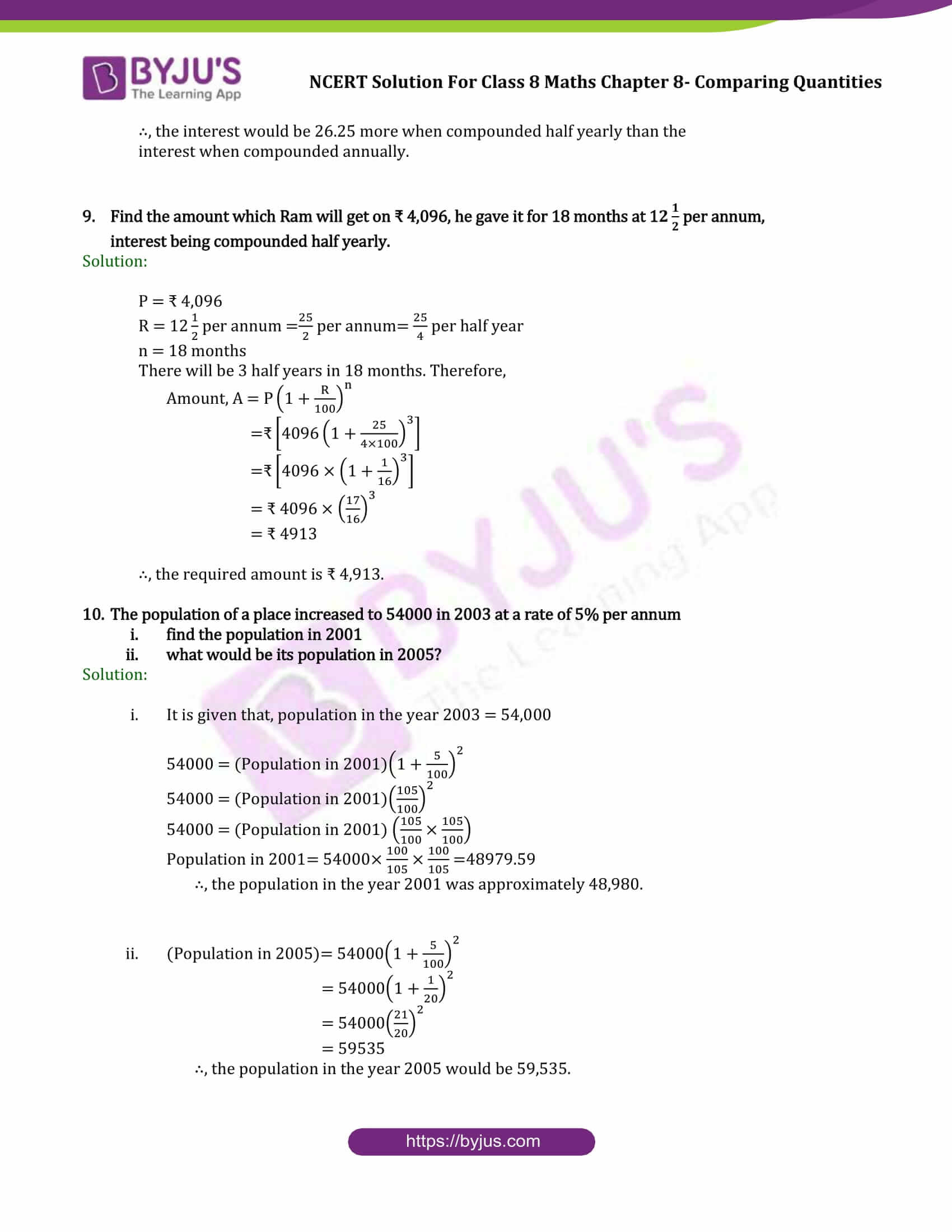 Download PDF of NCERT Solution class 8 Maths Chapter 8 Comparing Quantities Exercise 8.3