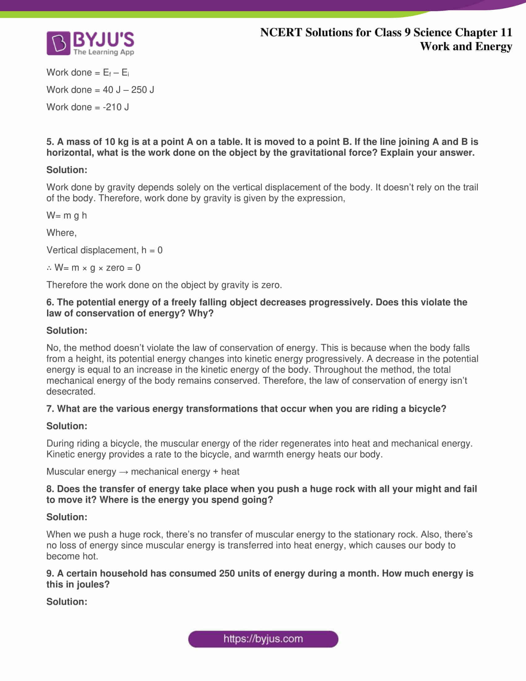 NCERT Solutions Class 9 Science Chapter 11 Work And Energy - Updated ...