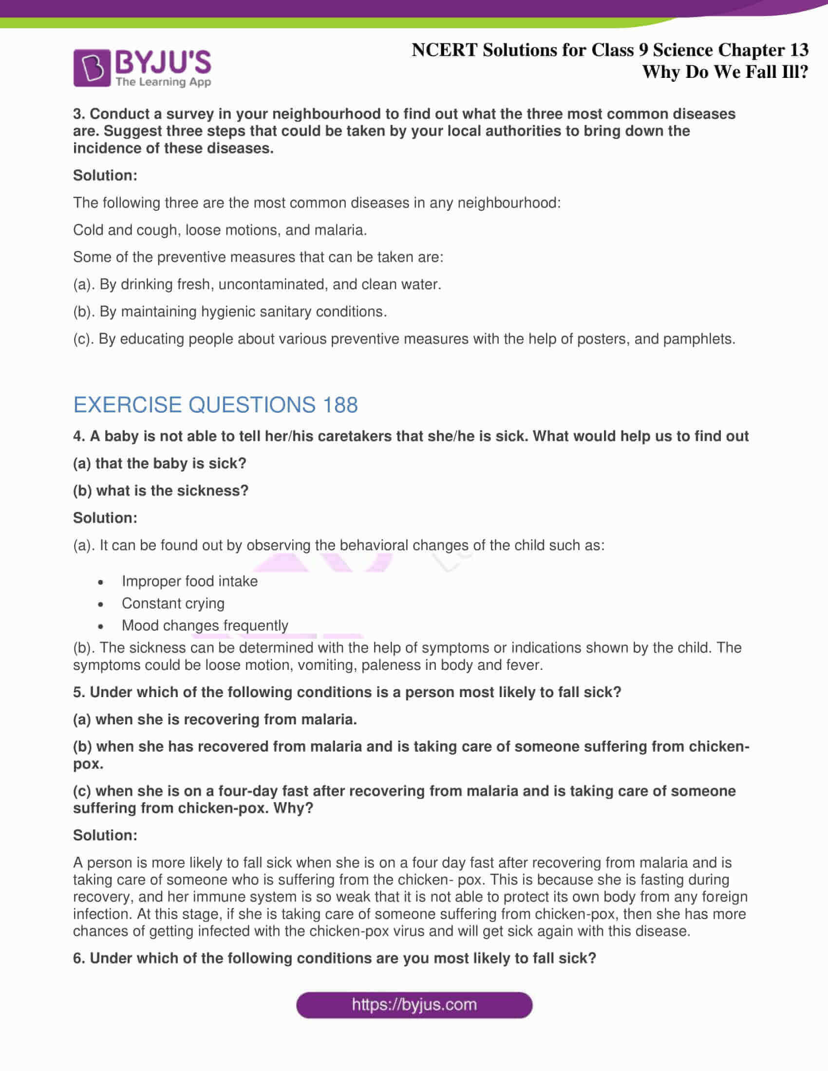 NCERT Solutions Class 9 Science Chapter 13 Why Do We Fall Ill - BYJU'S