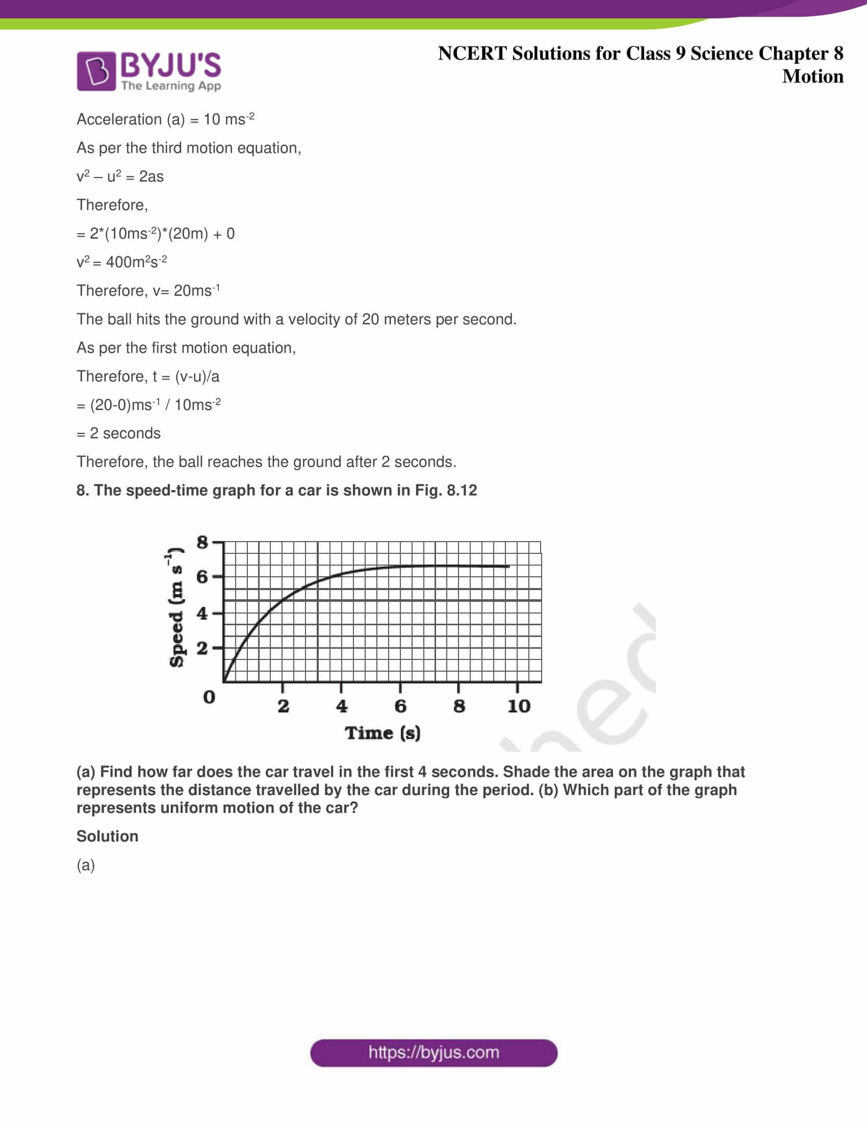 NCERT Solutions Class 9 Science Chapter 8 Motion