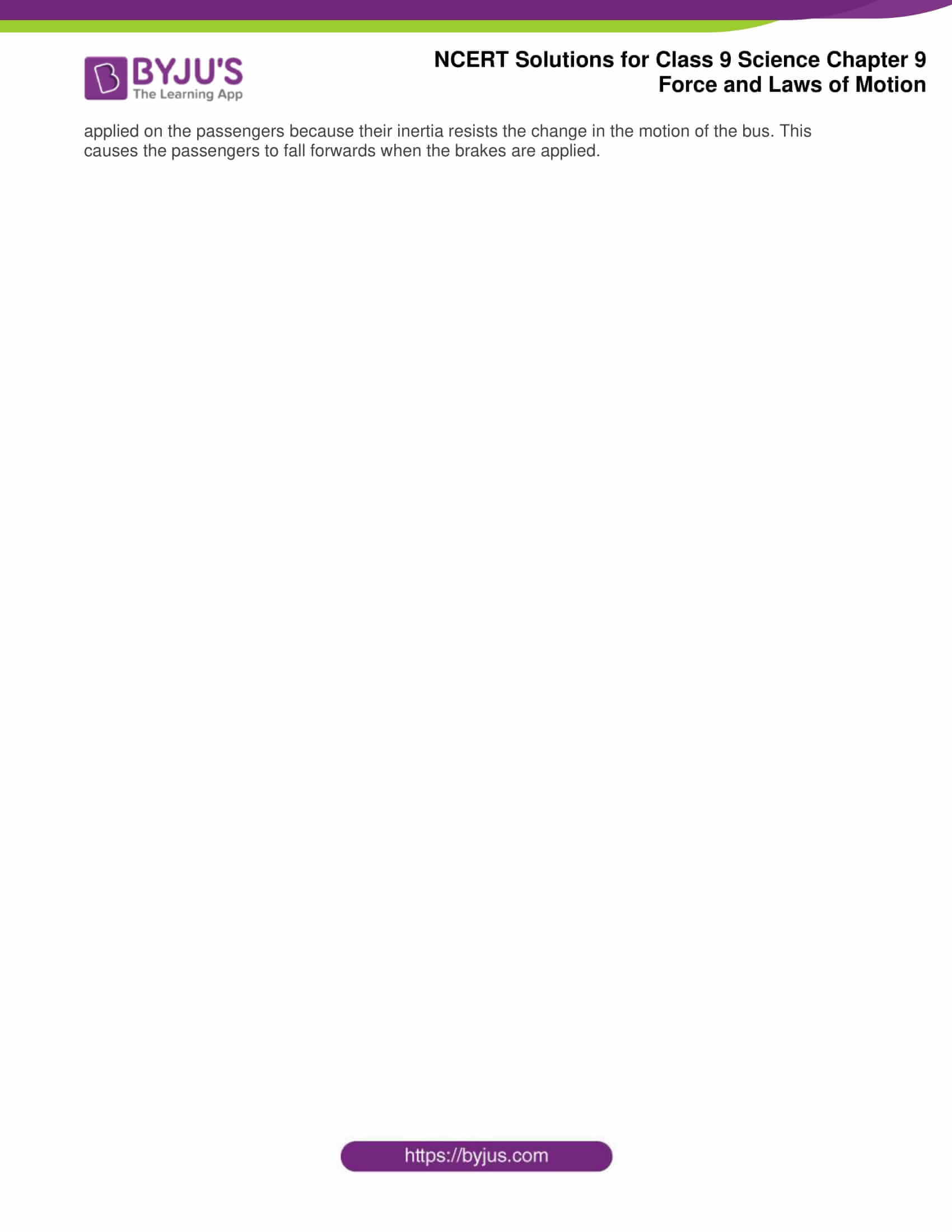 NCERT Solutions Class 9 Science Chapter 9 Force And Laws Of Motion ...