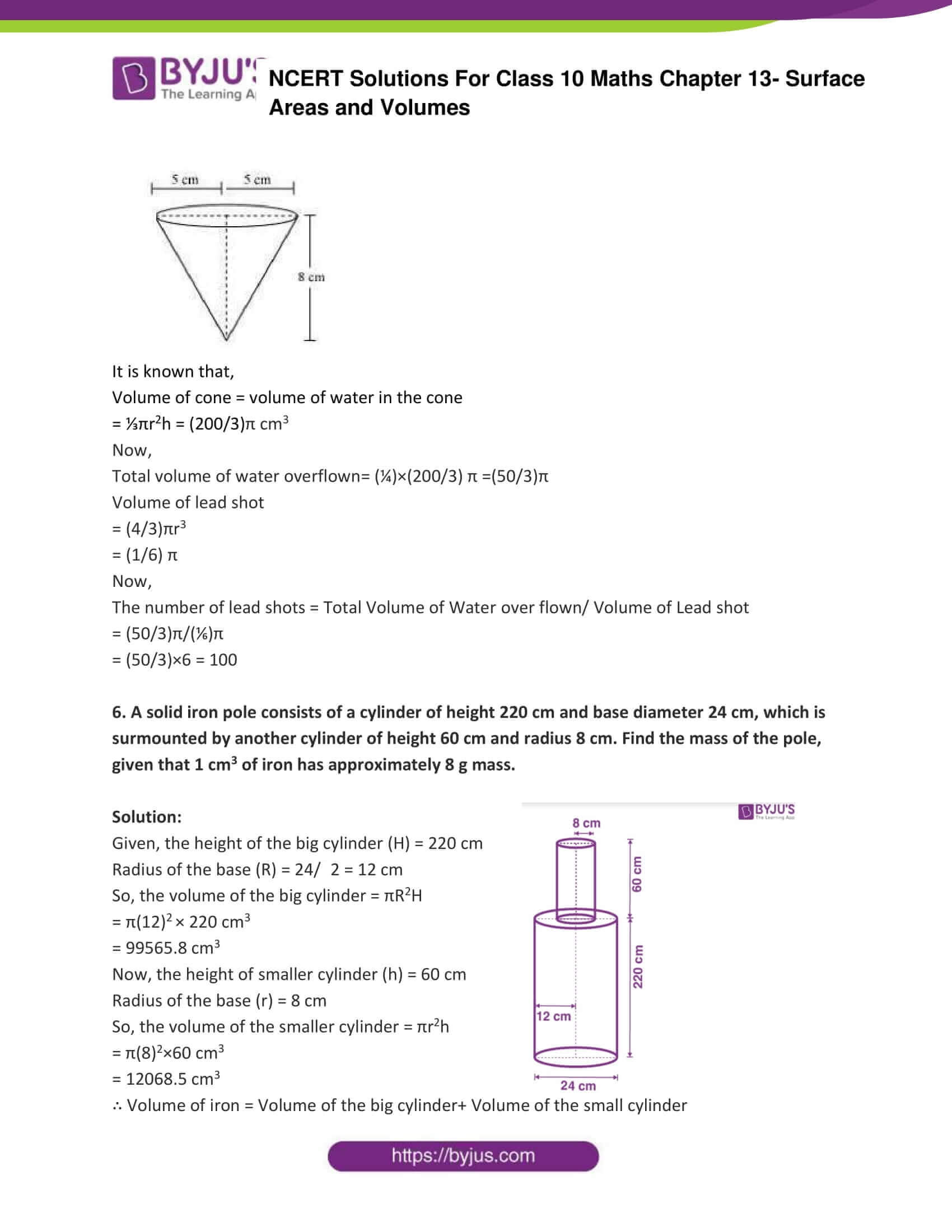 NCERT Solutions Class 10 Maths Chapter 13 Surface Areas and Volumes