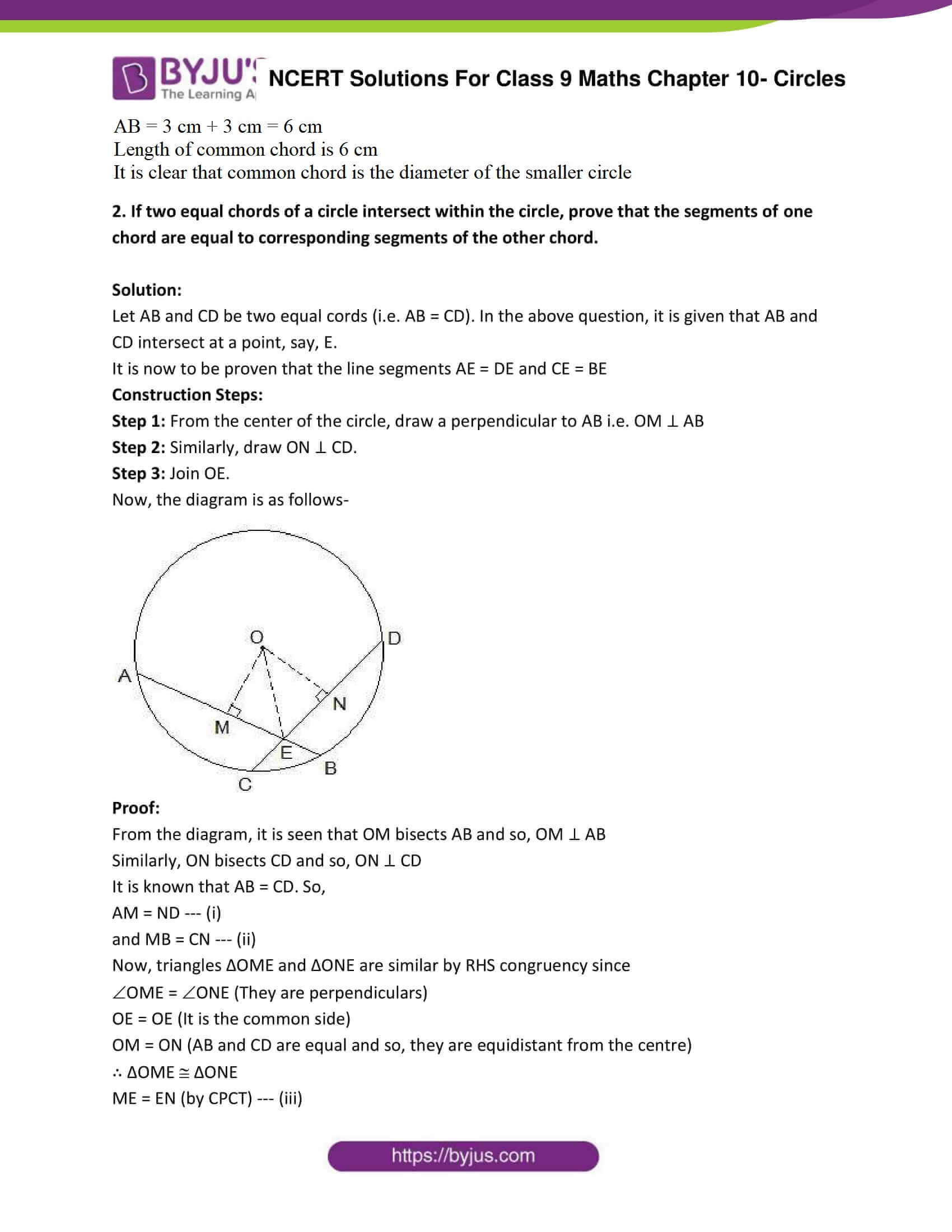 NCERT Solutions Class 9 Maths Chapter 10 Circles Free PDF Download