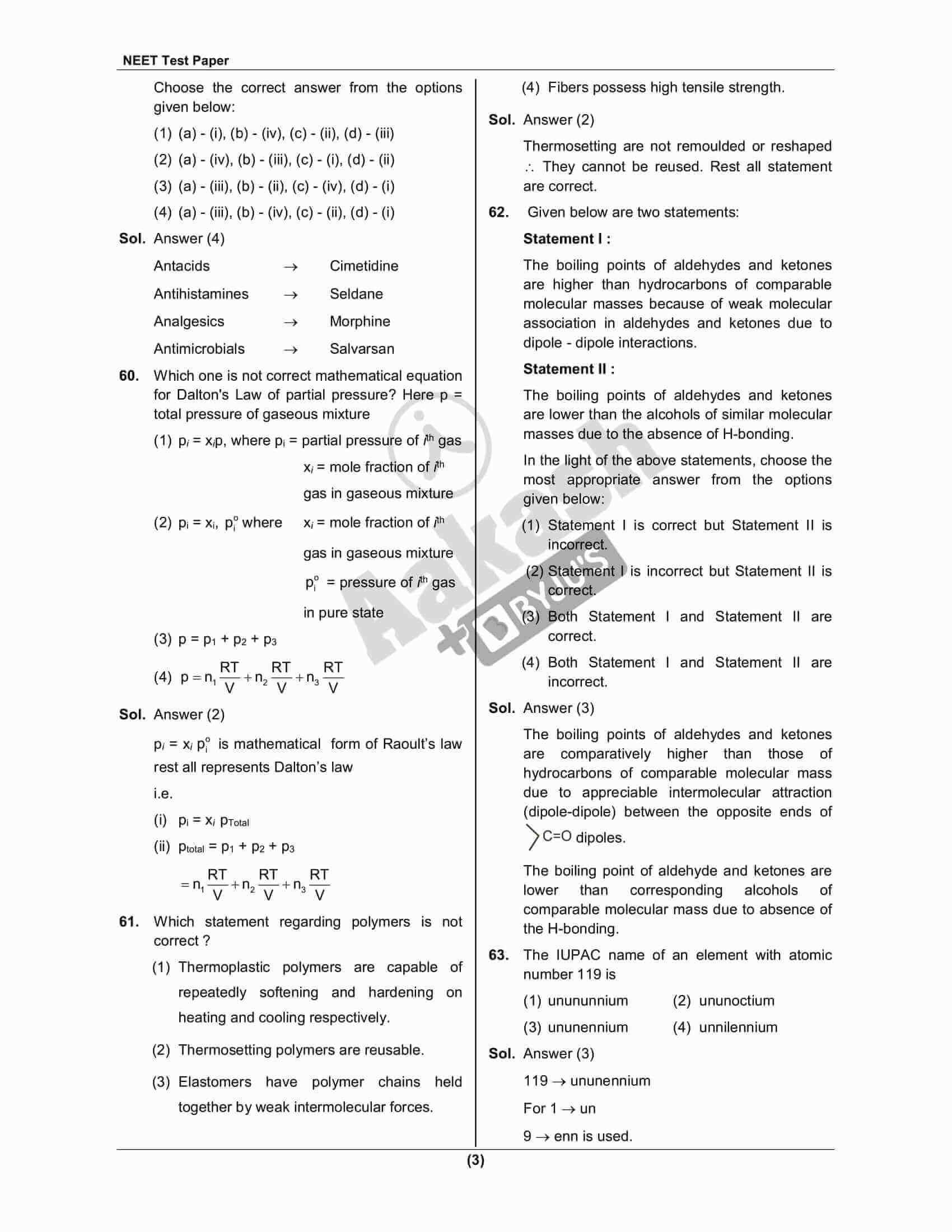 NEET 2022 Chemistry Question Paper With Solutions 17th July