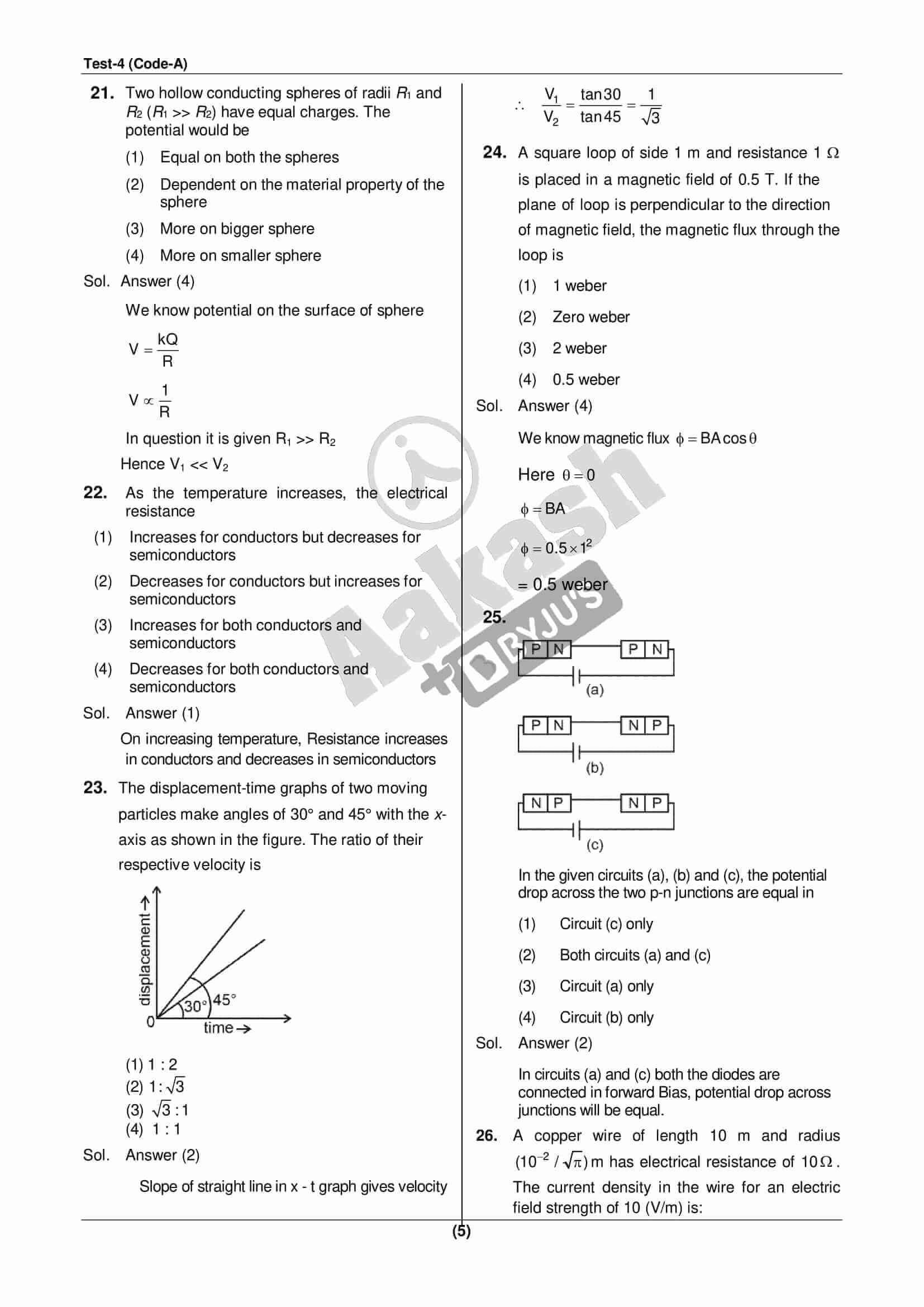 NEET 2022 Physics Question Paper 17 July