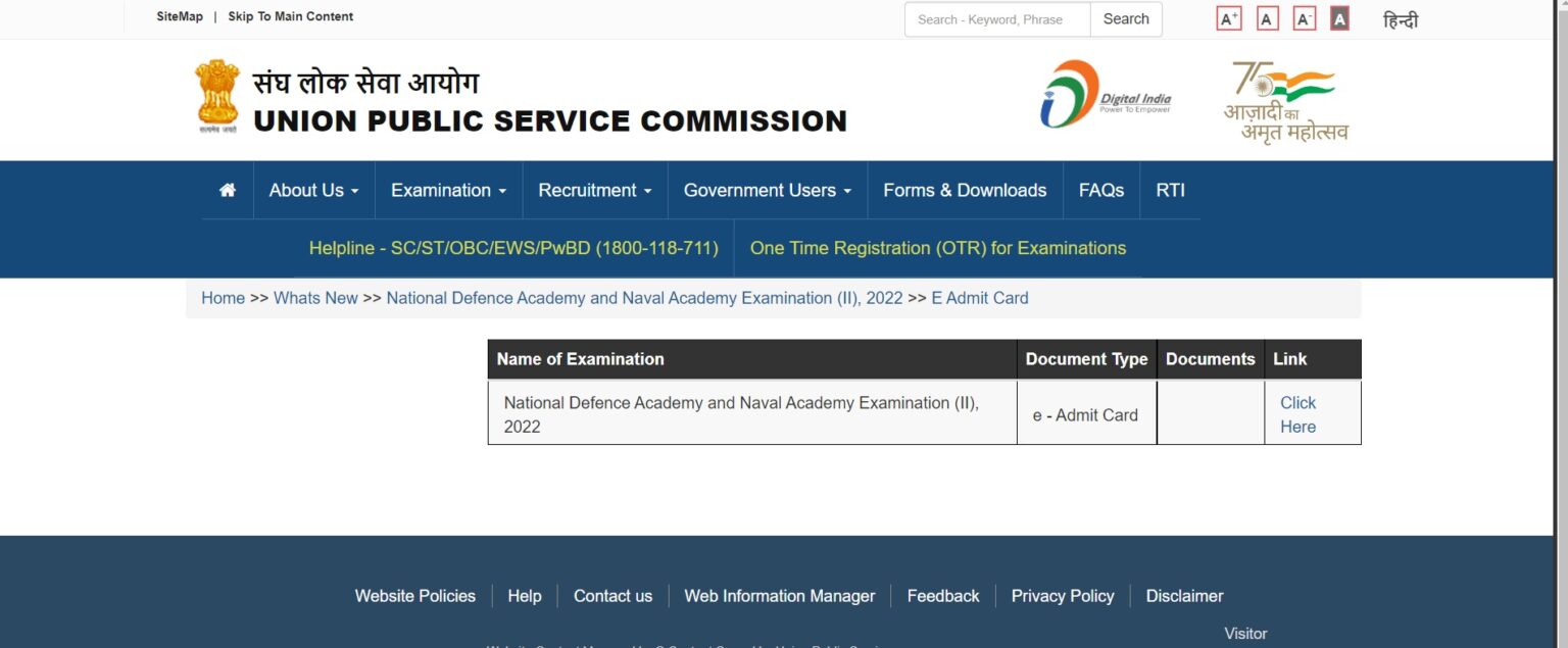 NDA 2 Admit Card 2022 Released | NDA/NA Admit Card Download [Direct Link]