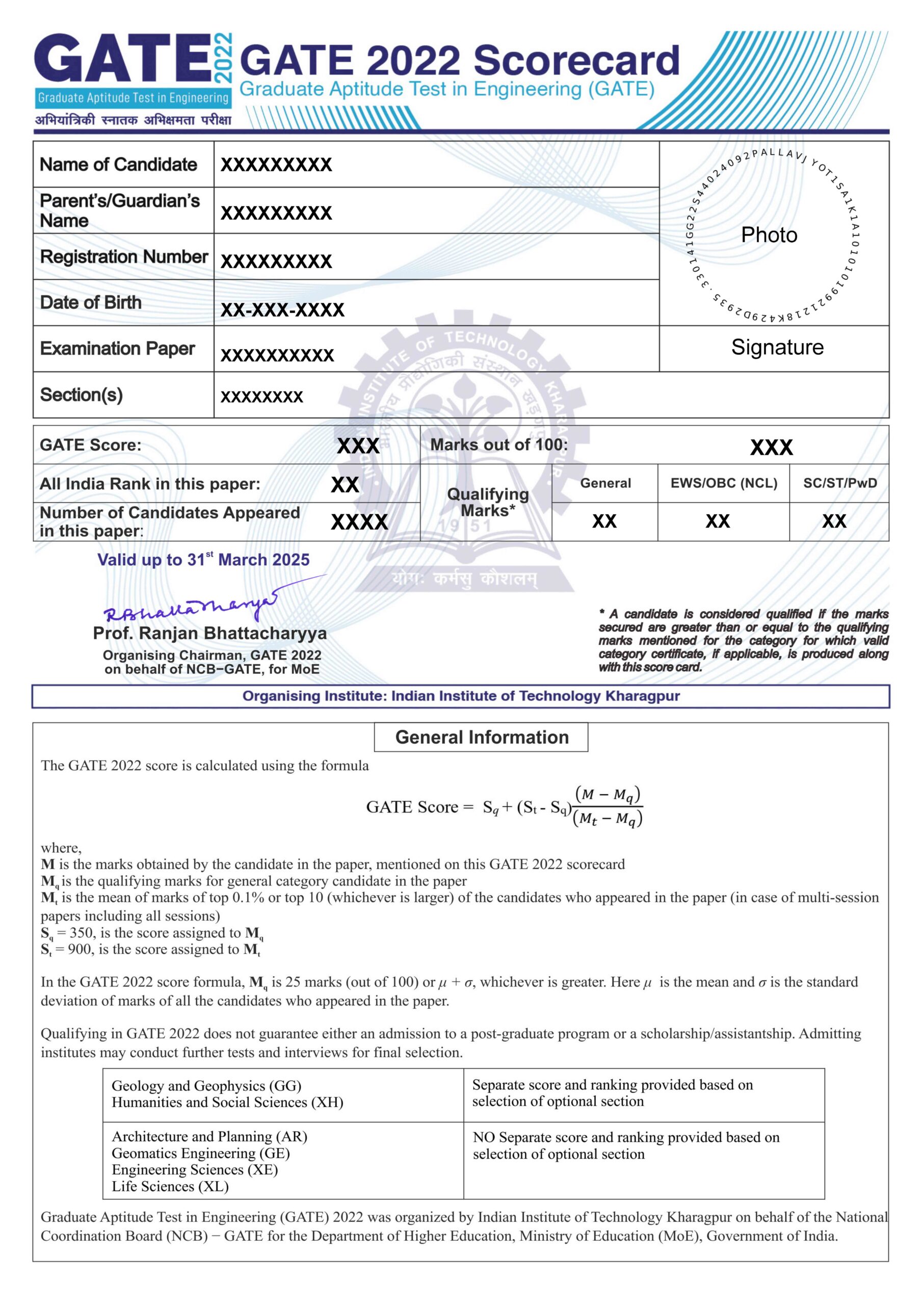 GATE Score Card 2023 Out Direct Link To Download Pdf