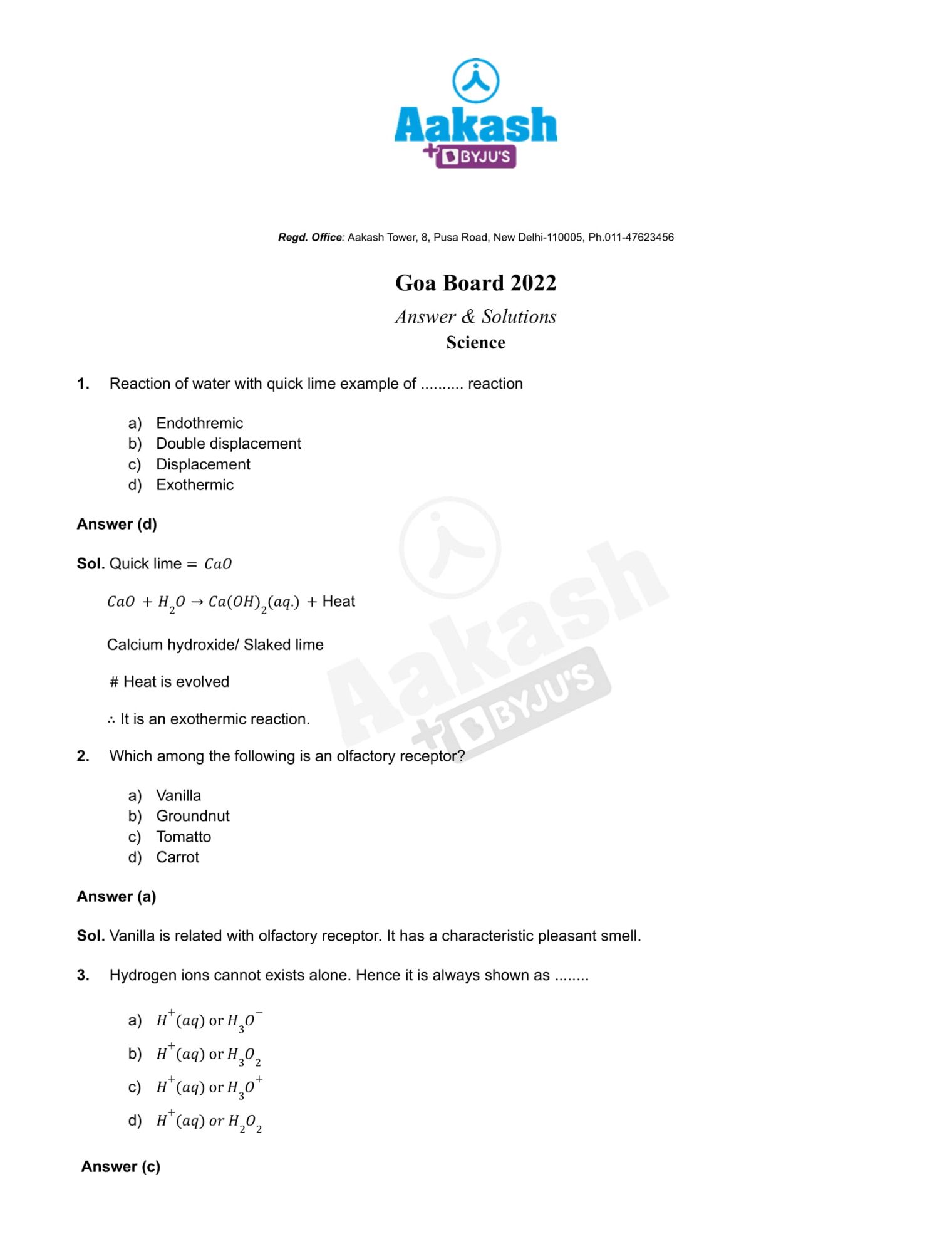 Goa Board SSC Class 10 Science Term I Question Paper And Solutions 2022