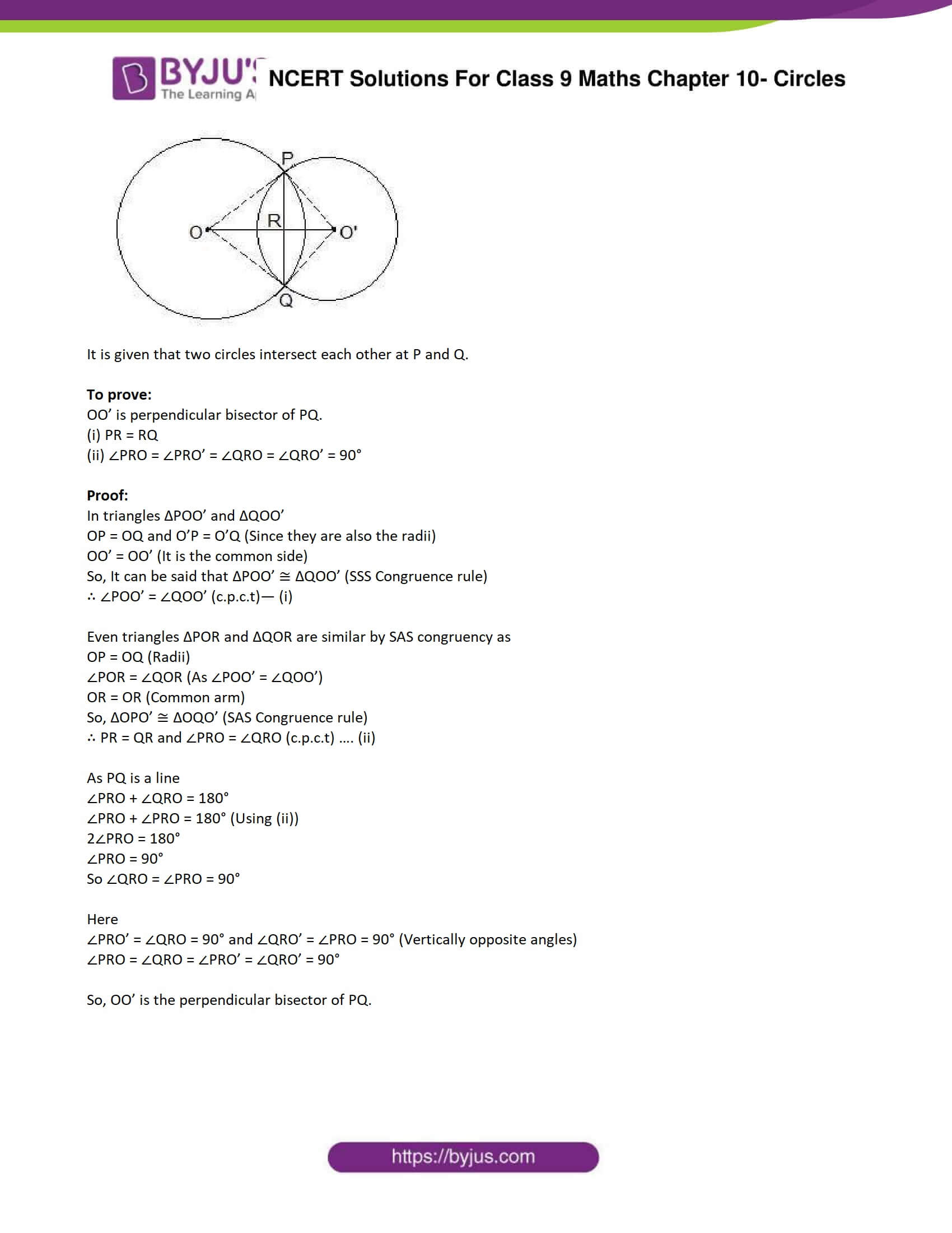 NCERT Solutions Class 9 Maths Chapter 10 Circles Free PDF Download