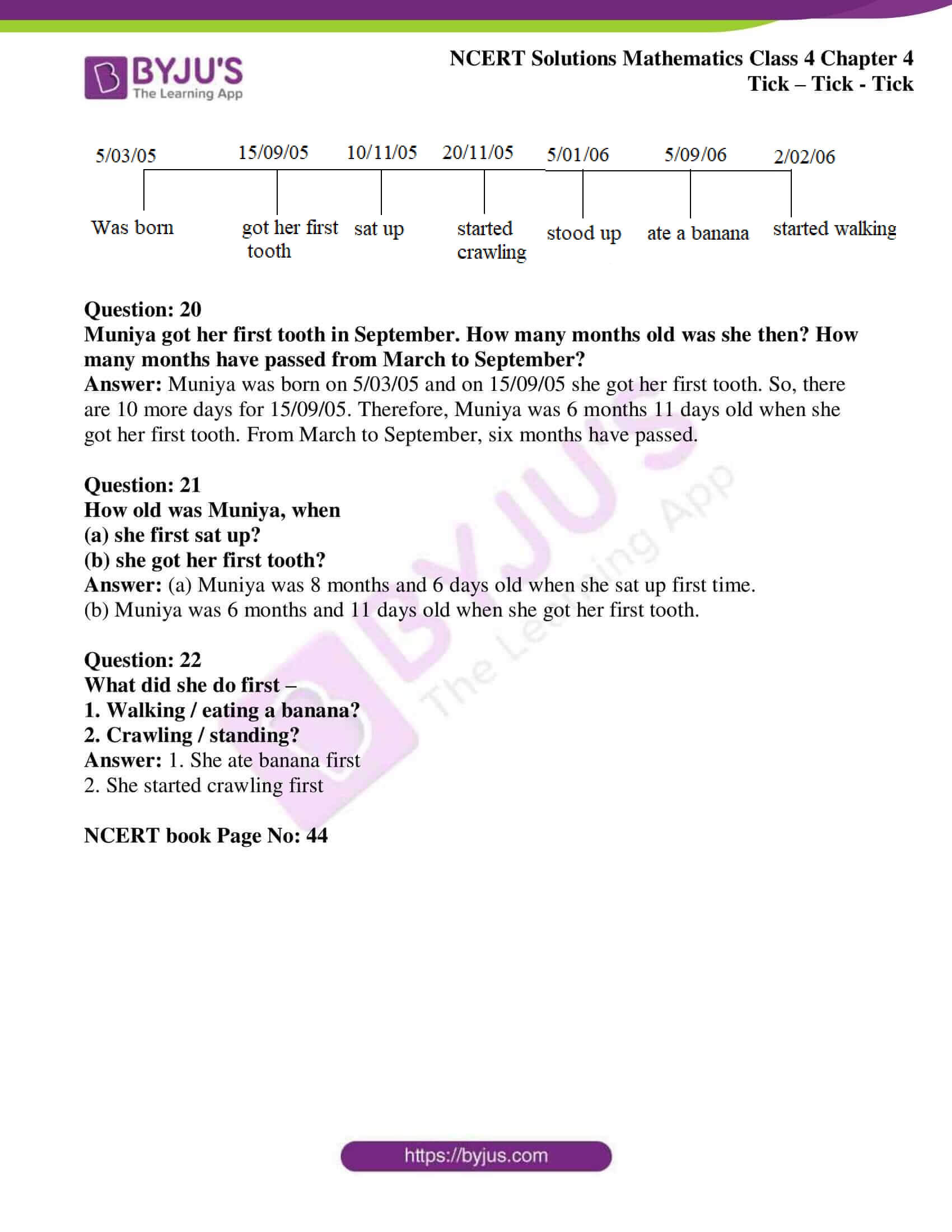 NCERT Solutions Class 4 Maths Chapter 4 Tick-Tick-Tick