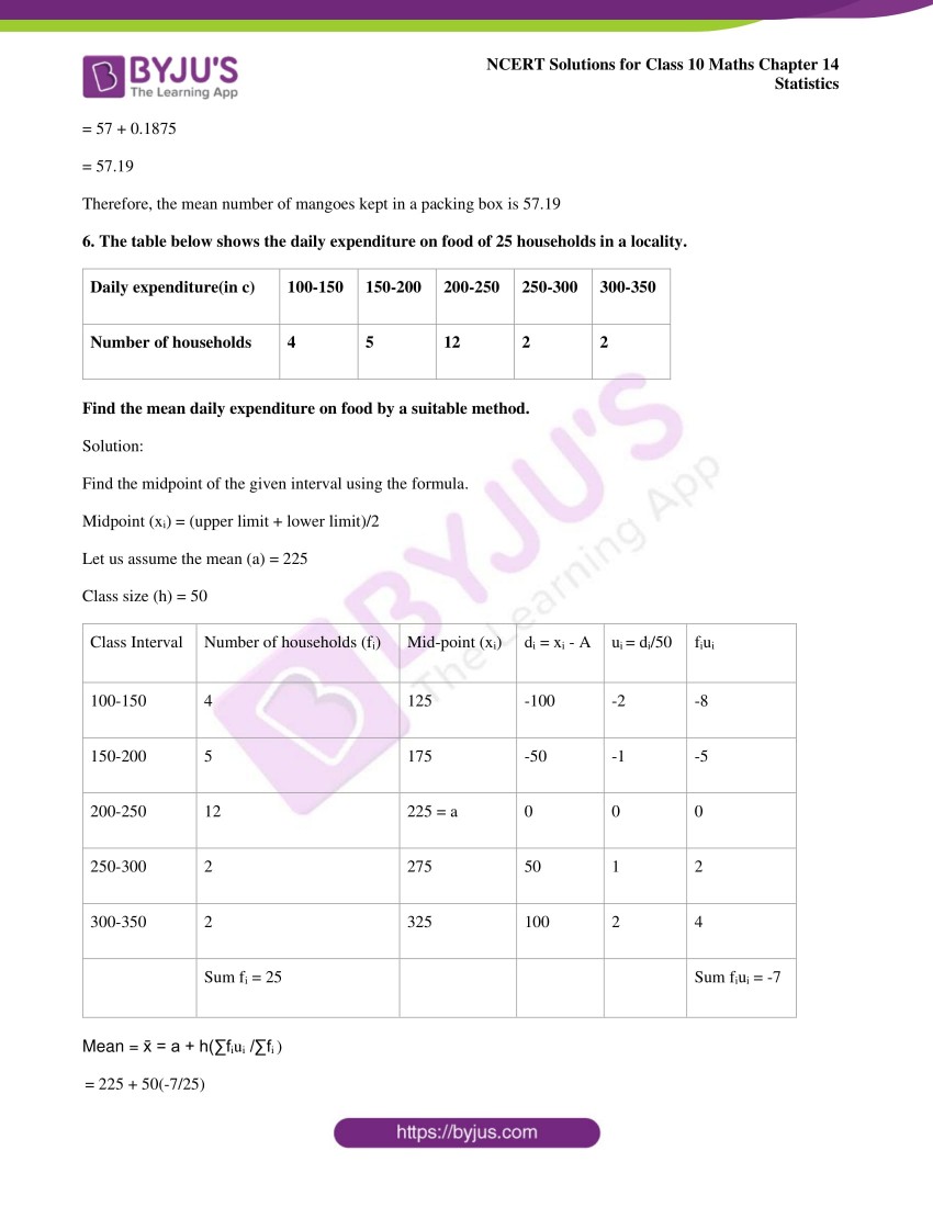 NCERT Solutions Class 10 Maths Chapter 14 Statistics