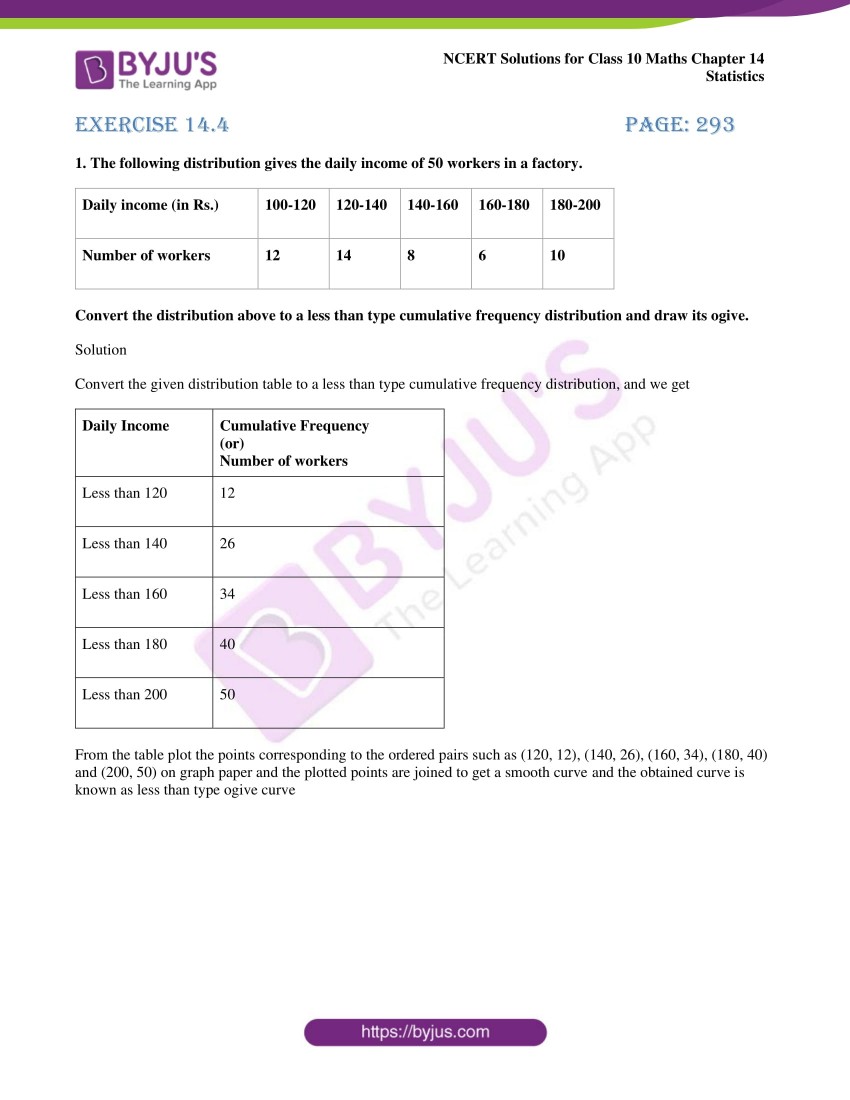 NCERT Solutions Class 10 Maths Chapter 14 Statistics