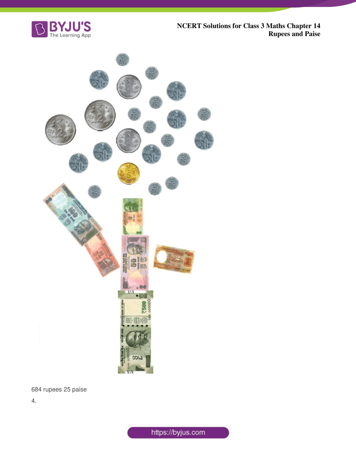 NCERT Solutions Class 3 Maths Chapter 14 Rupees and Paise - PDF