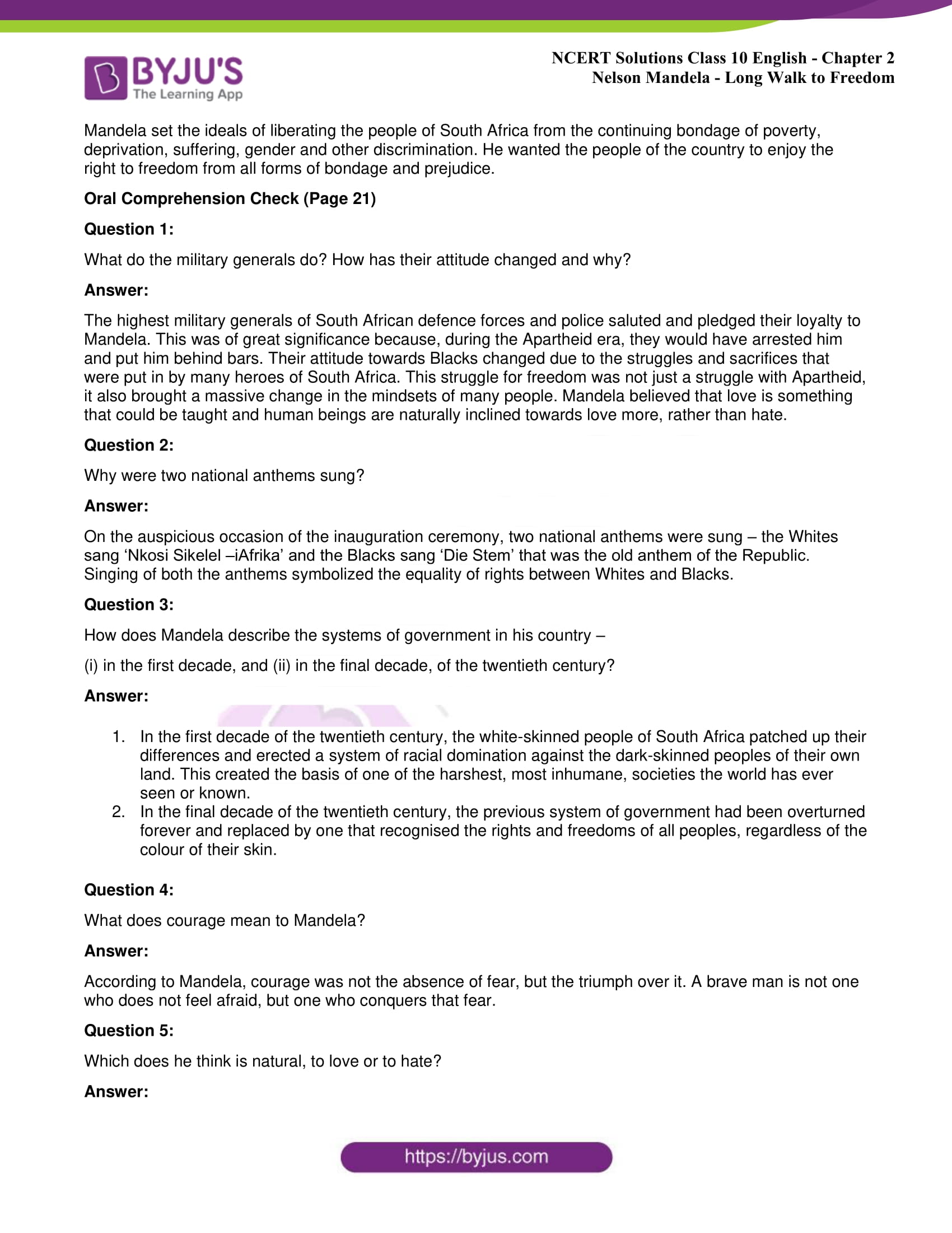 Nelson Mandela Ncert Question Answer Class 10 English Nelson Mandela Nelson Mandela Ncert Question Answer Class 10 English Nelson Mandela