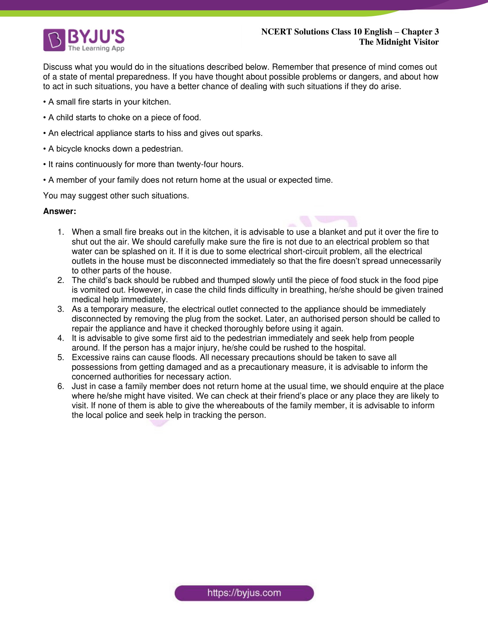 NCERT Solutions For Class 10 English Supplementary Chapter 3 The