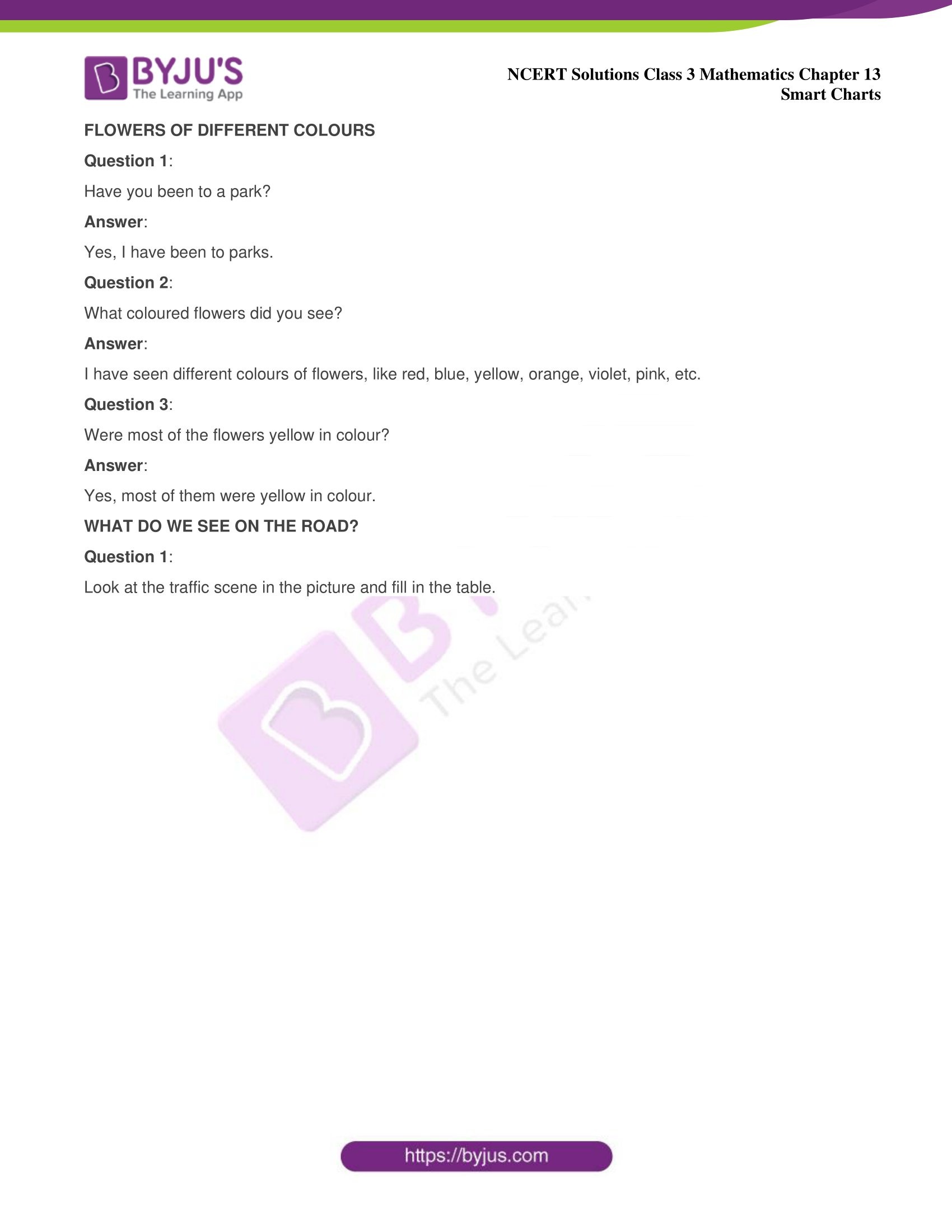 NCERT Solutions Class 3 Maths Chapter 13 Smart Charts - Download Now