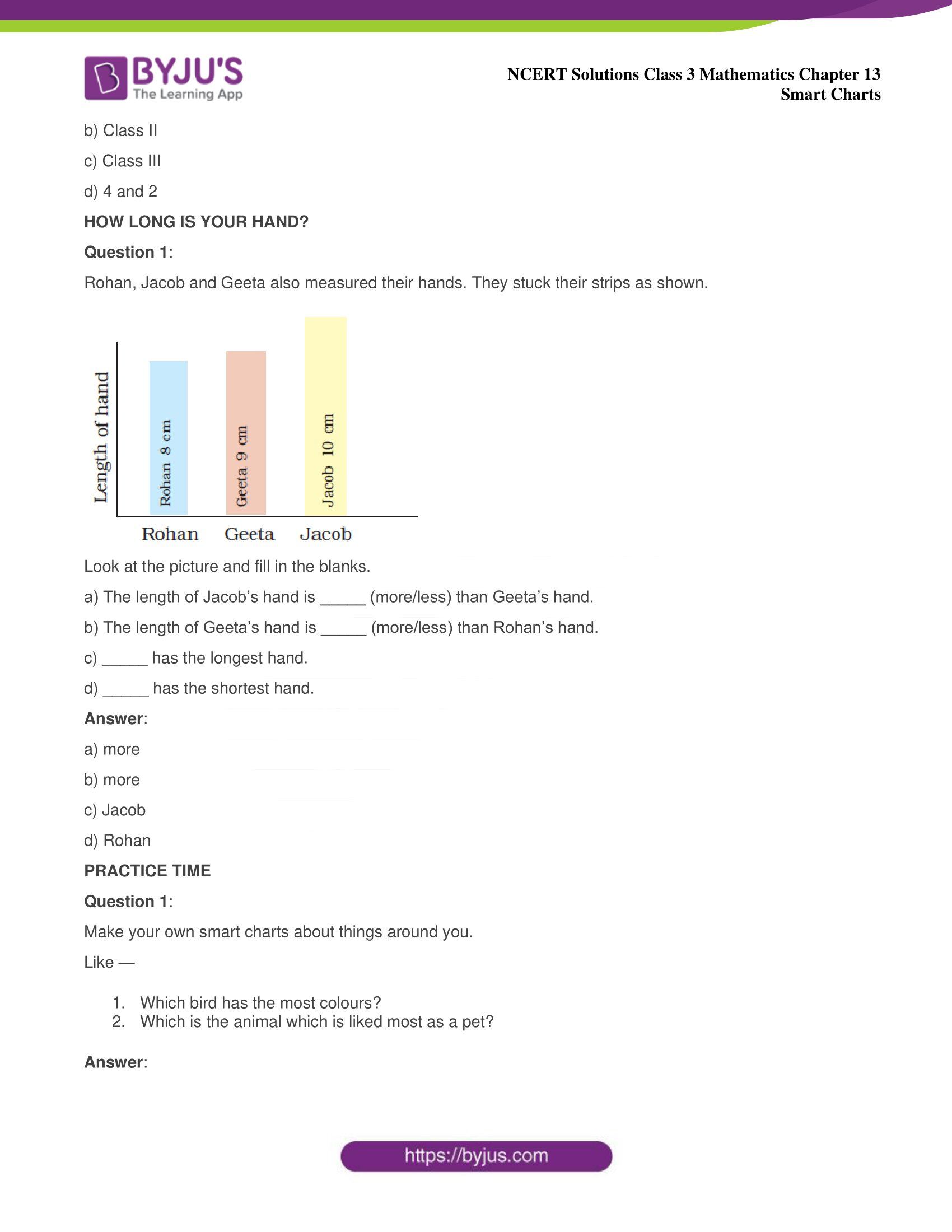 NCERT Solutions Class 3 Maths Chapter 13 Smart Charts - Download Now