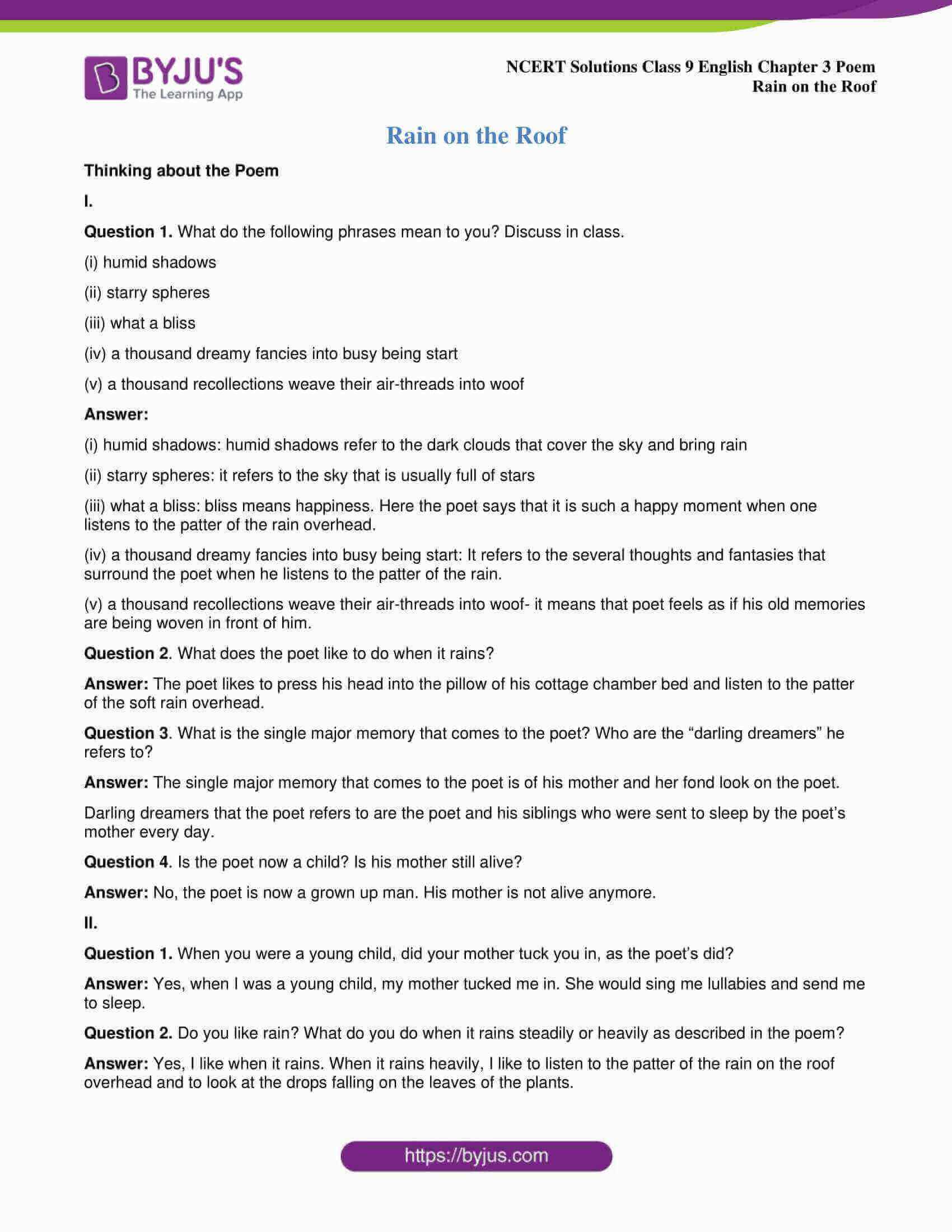 NCERT Solutions For Class 9 English Beehive Chapter 3 The Little Girl