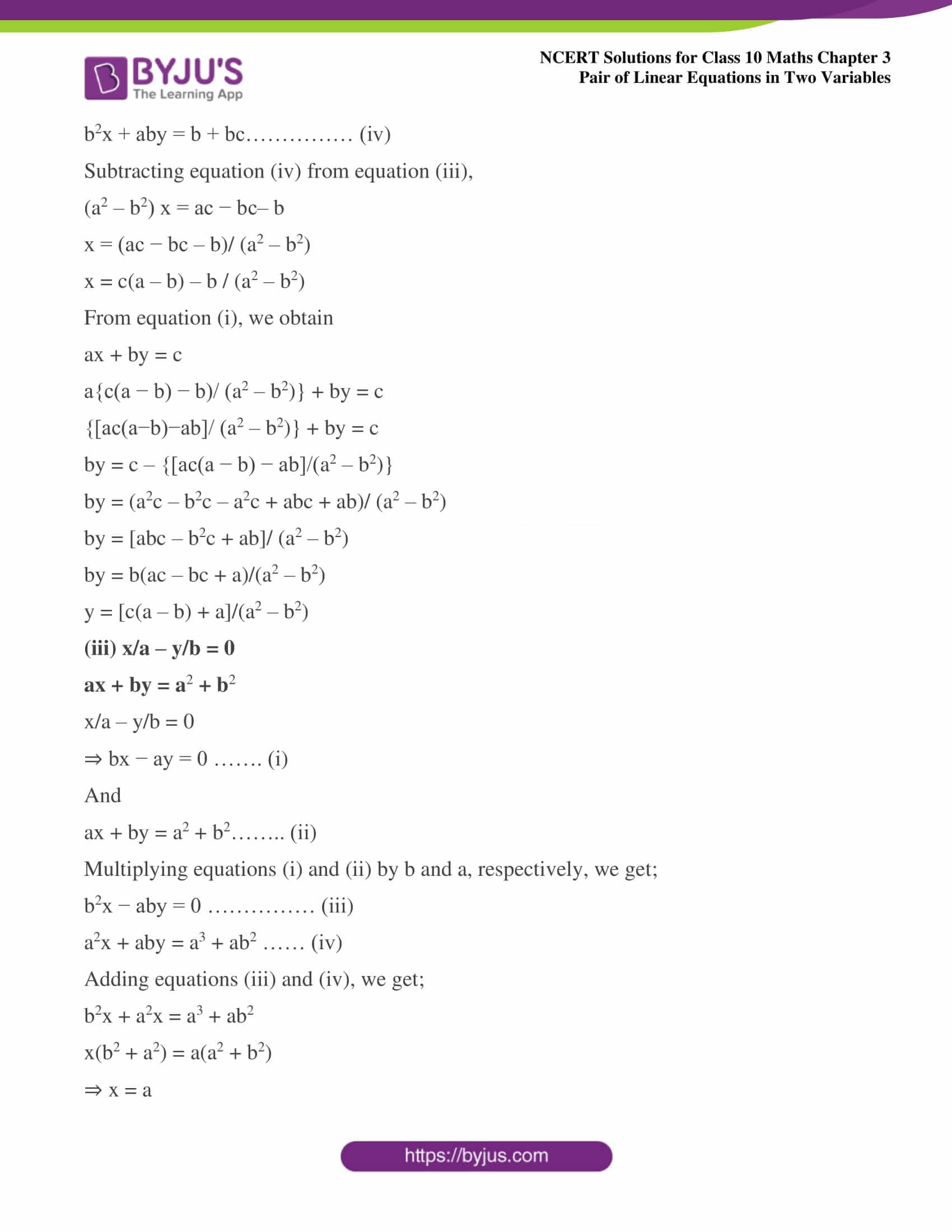 NCERT Solutions for Class 10 Maths Chapter 3 Pair of Linear Equations ...
