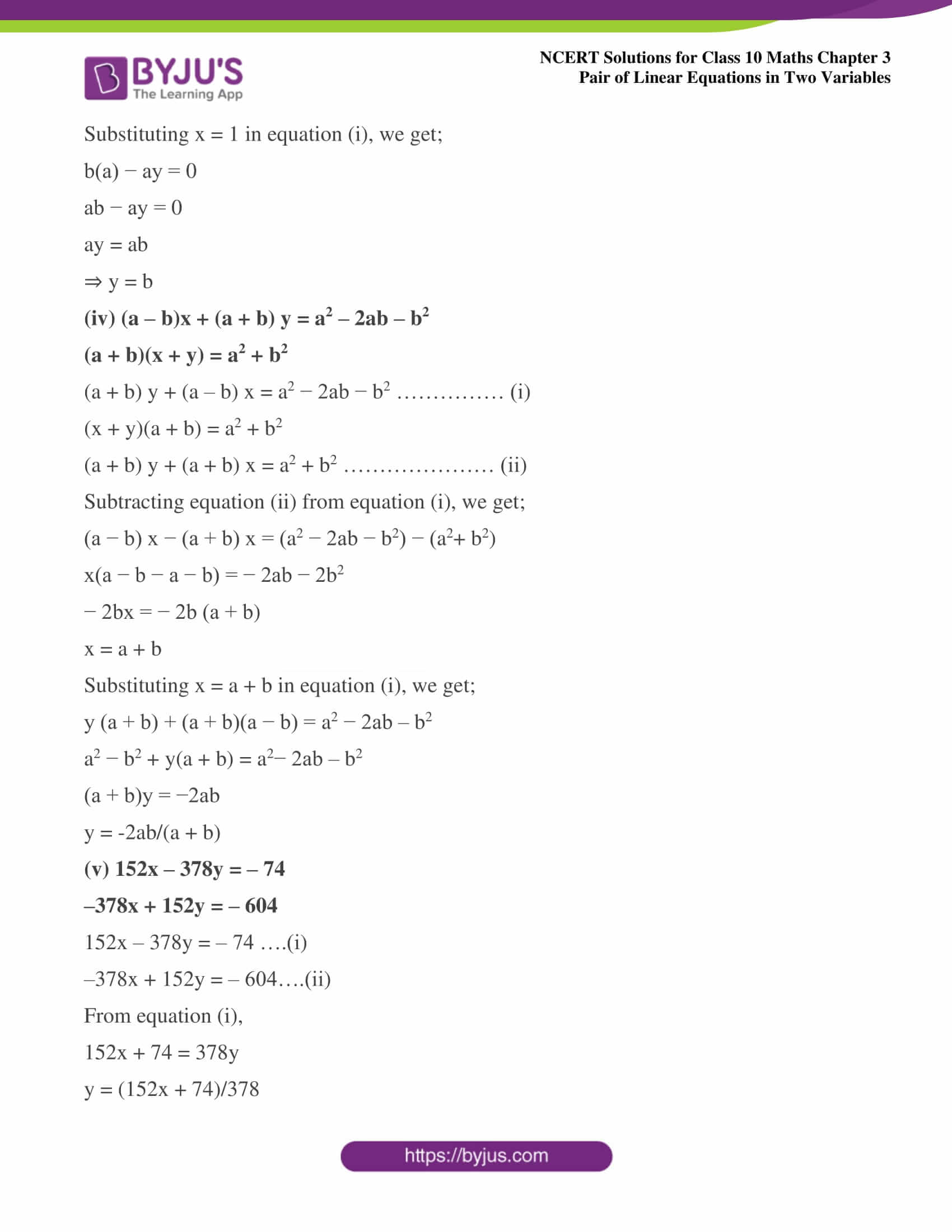 NCERT Solutions for Class 10 Maths Chapter 3 Pair of Linear Equations ...