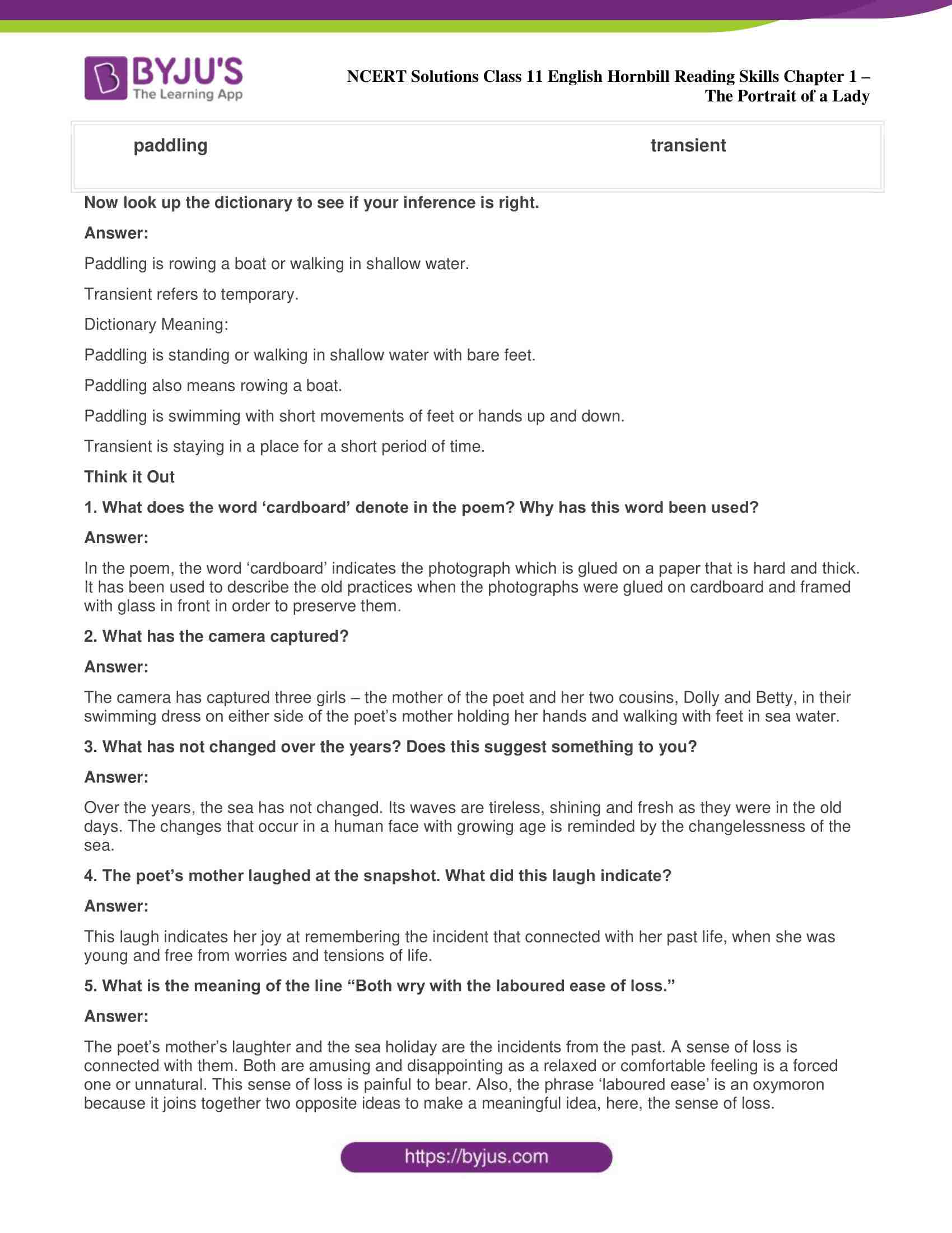 NCERT Solutions For Class 11 English Hornbill Reading Skills Chapter 1