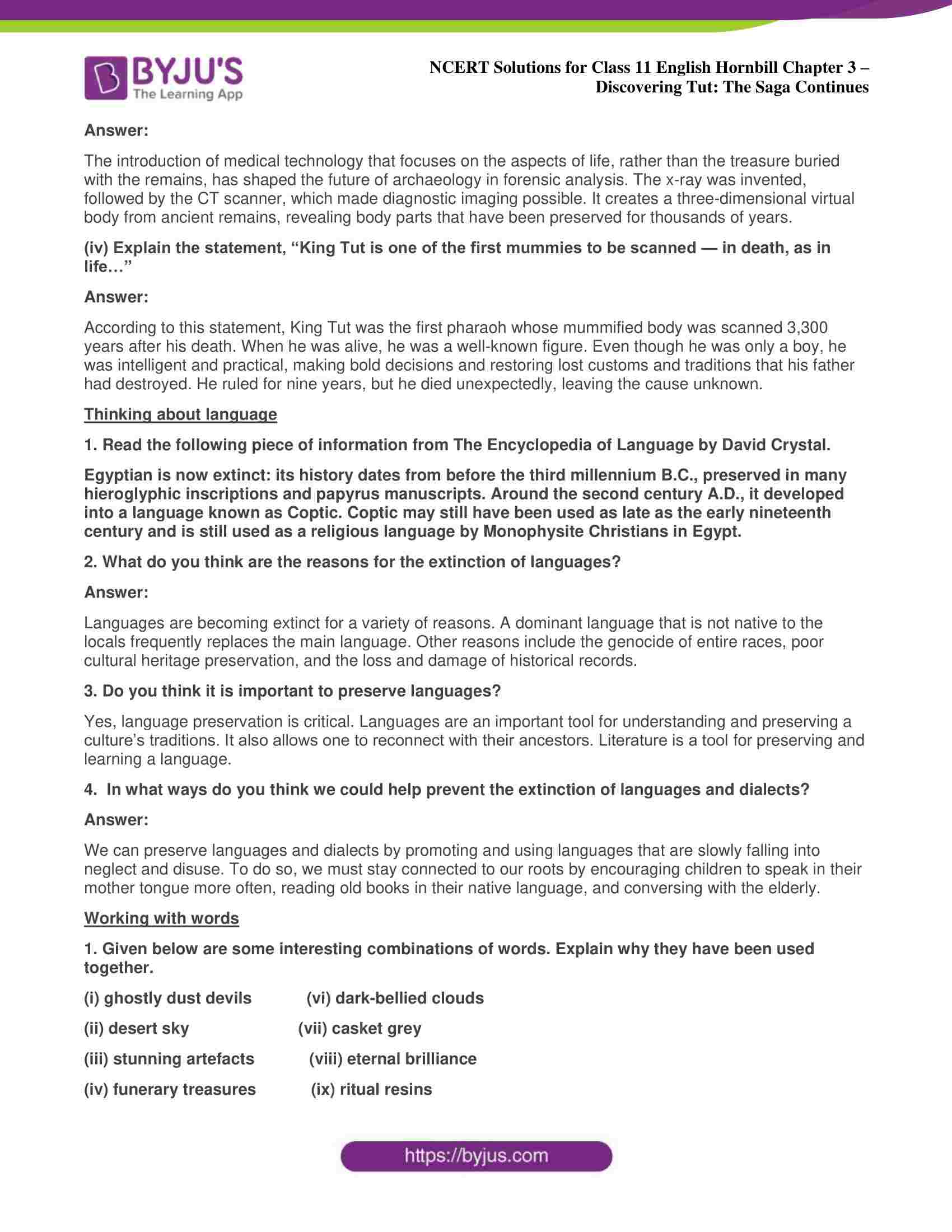 NCERT Solutions For Class 11 English Hornbill Reading Skills Chapter 3