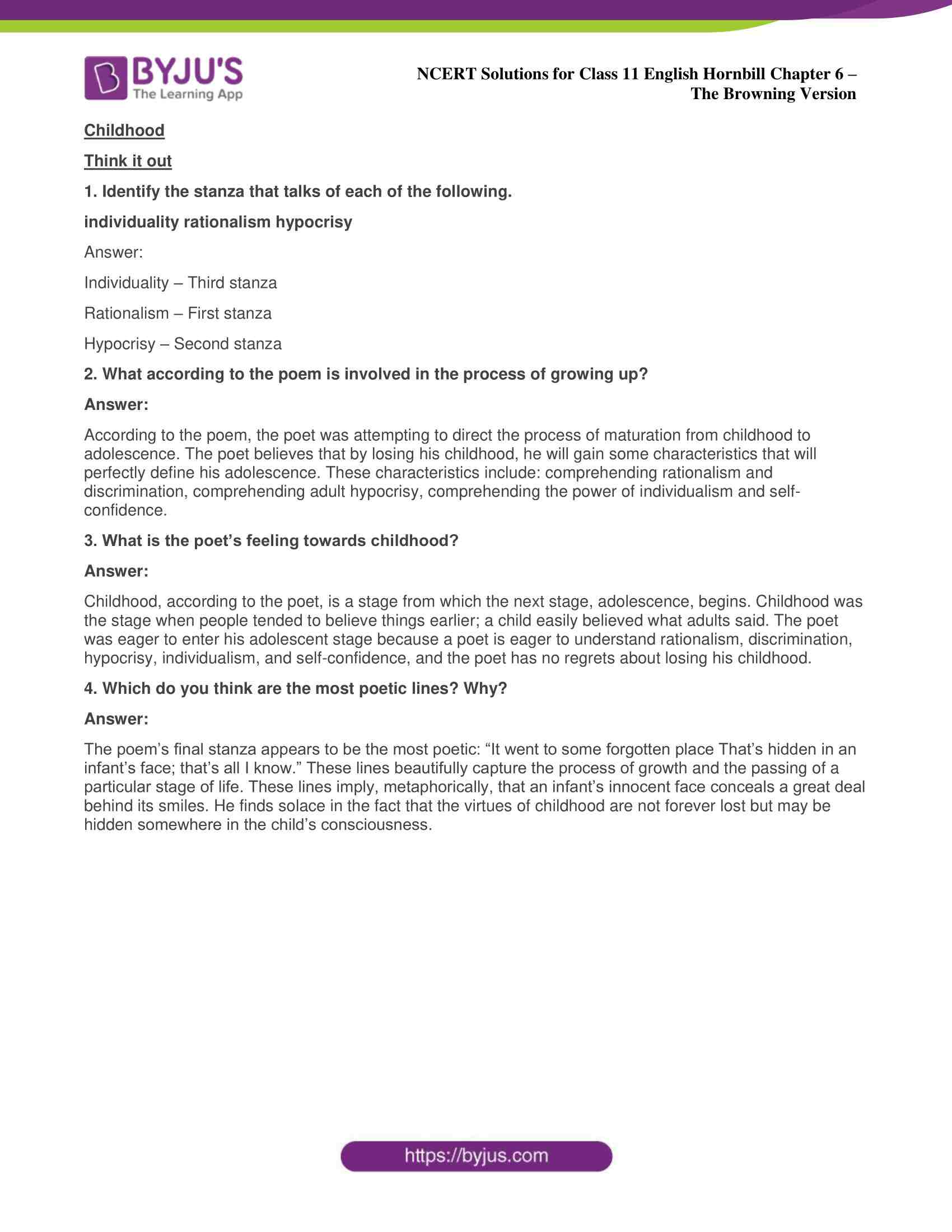 NCERT Solutions For Class 11 English Hornbill Reading Skills Chapter 6