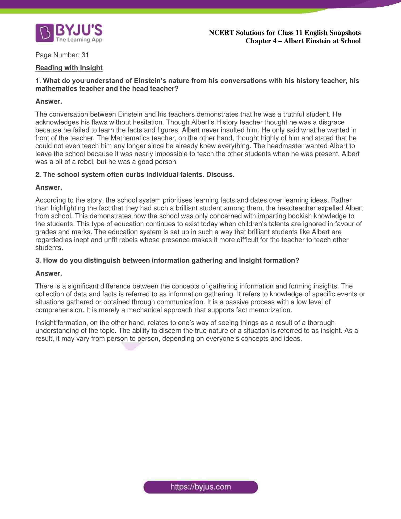 NCERT Solutions For Class 11 English Supplementary Book Snapshots
