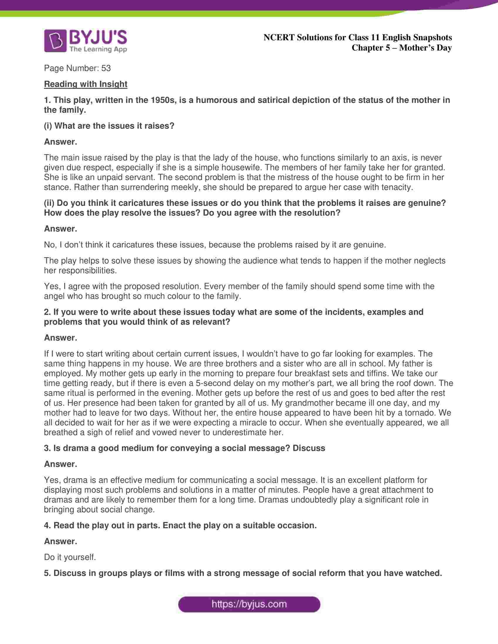 NCERT Solutions For Class 11 English Supplementary Book Snapshots