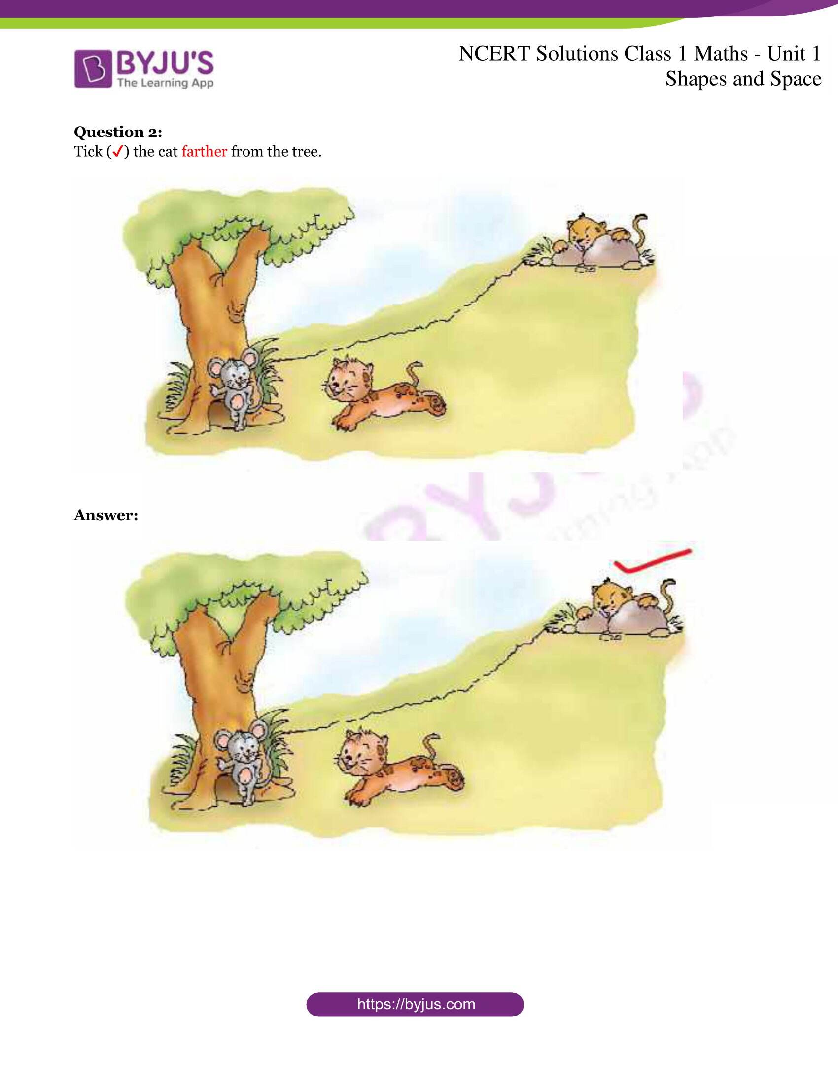 NCERT Solutions for Class 1 Maths Chapter 1 Shapes and Space PDF