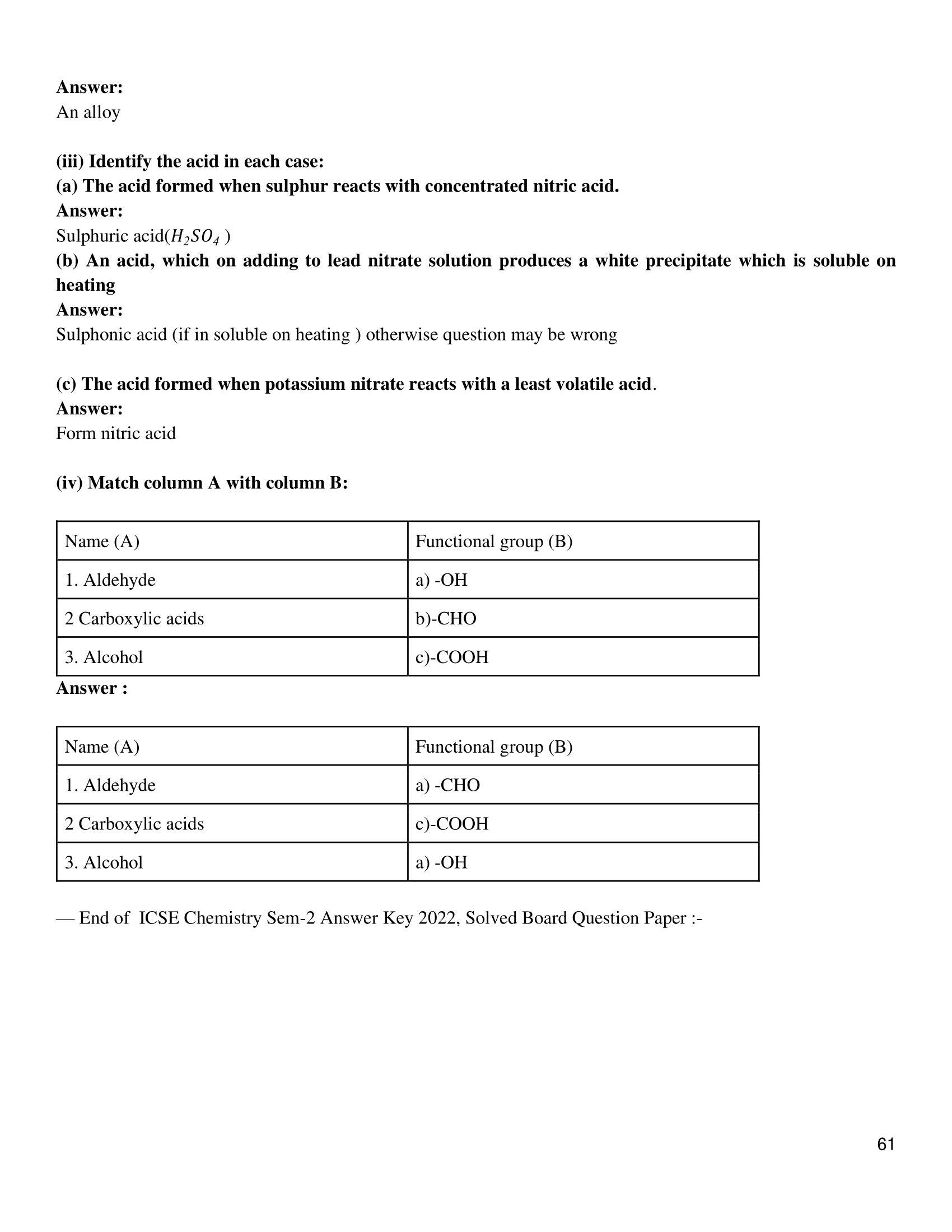 ICSE Class 10 Chemistry Question Paper Solution 2022 ICSE Class 10 Chemistry Question Paper Solution 2022