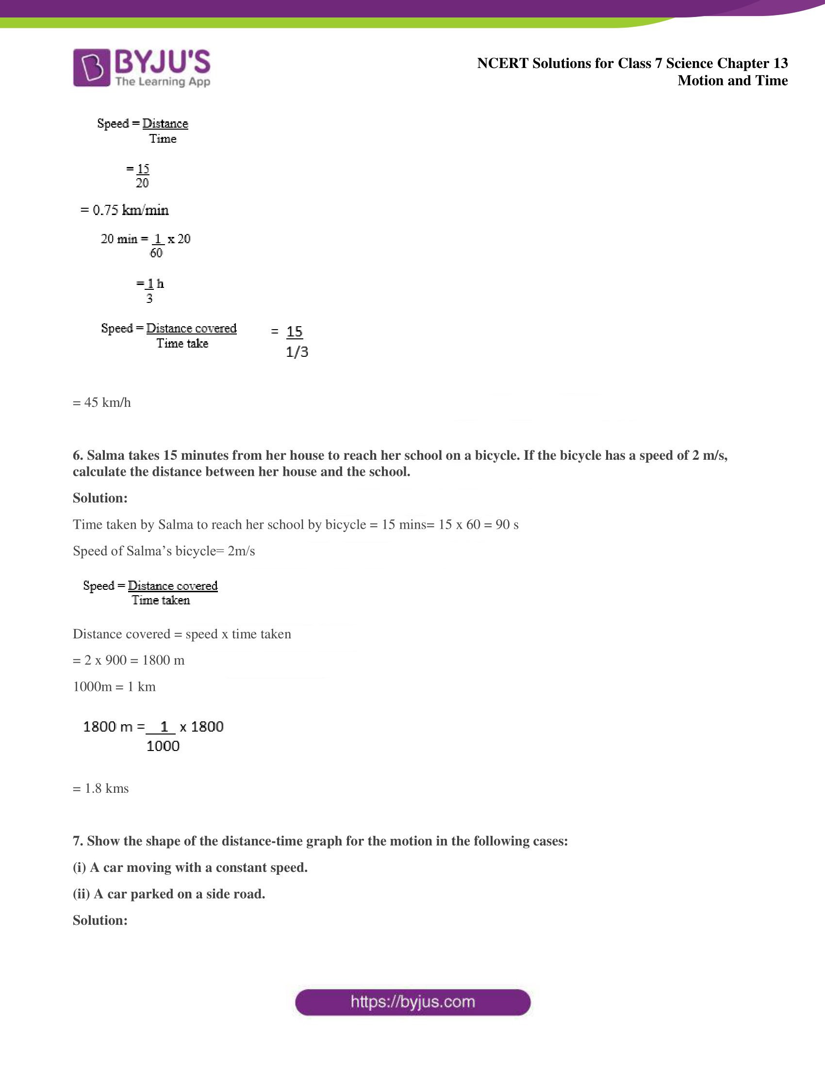 NCERT Solutions Class 7 Science Chapter 13 Motion And Time Free PDF