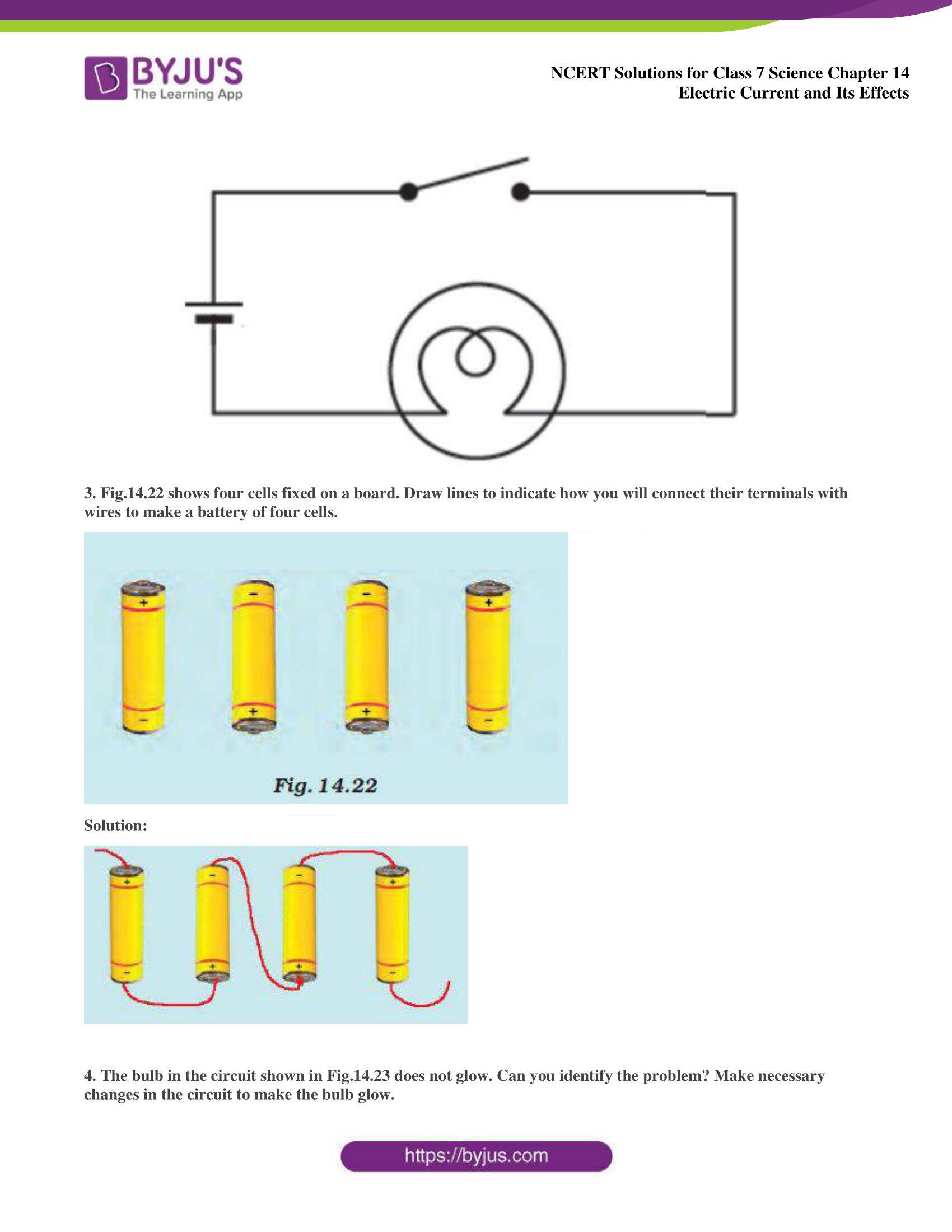 NCERT Solutions Class 7 Science Chapter 14 Electric Current And Its Effects