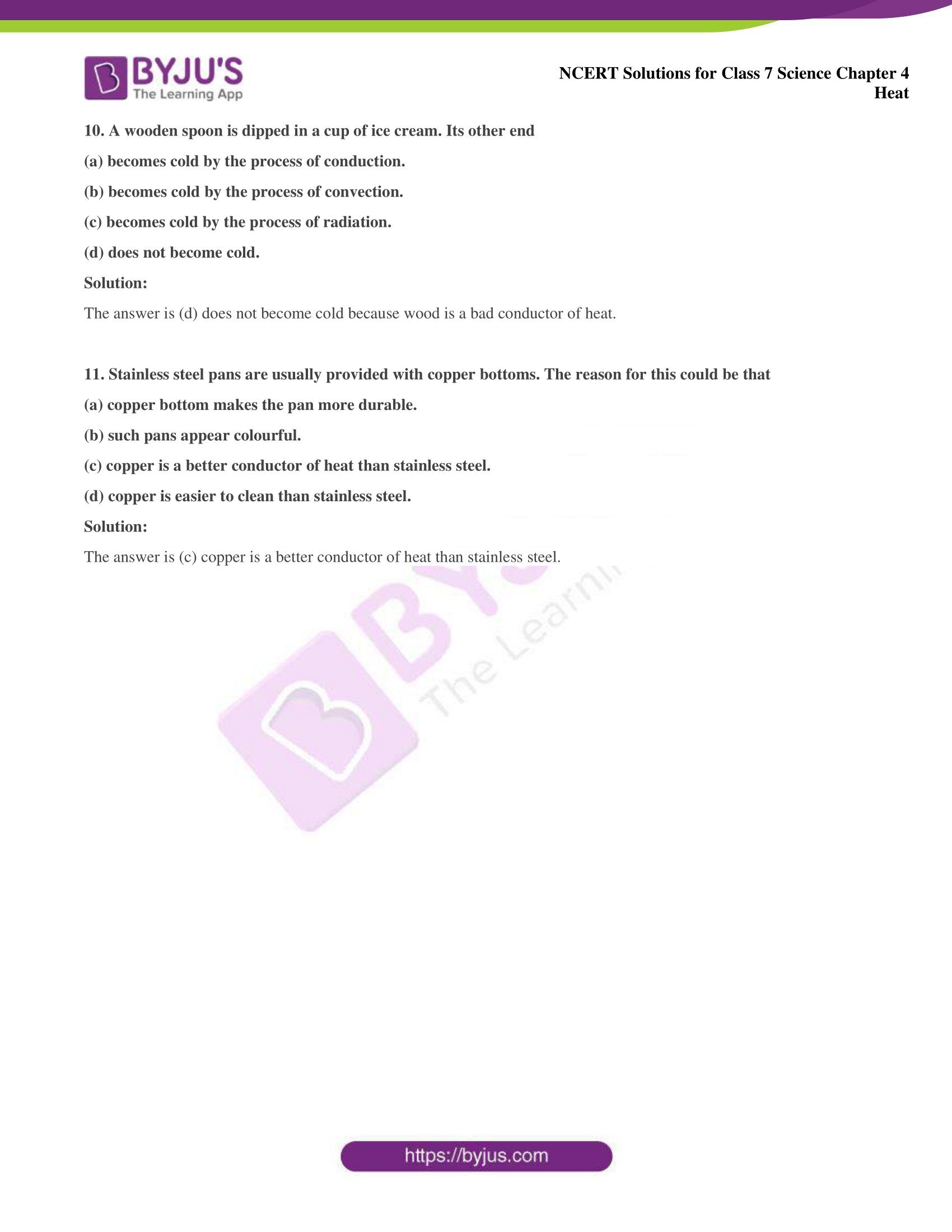 NCERT Solutions For Class 7 Science Chapter 4 Heat